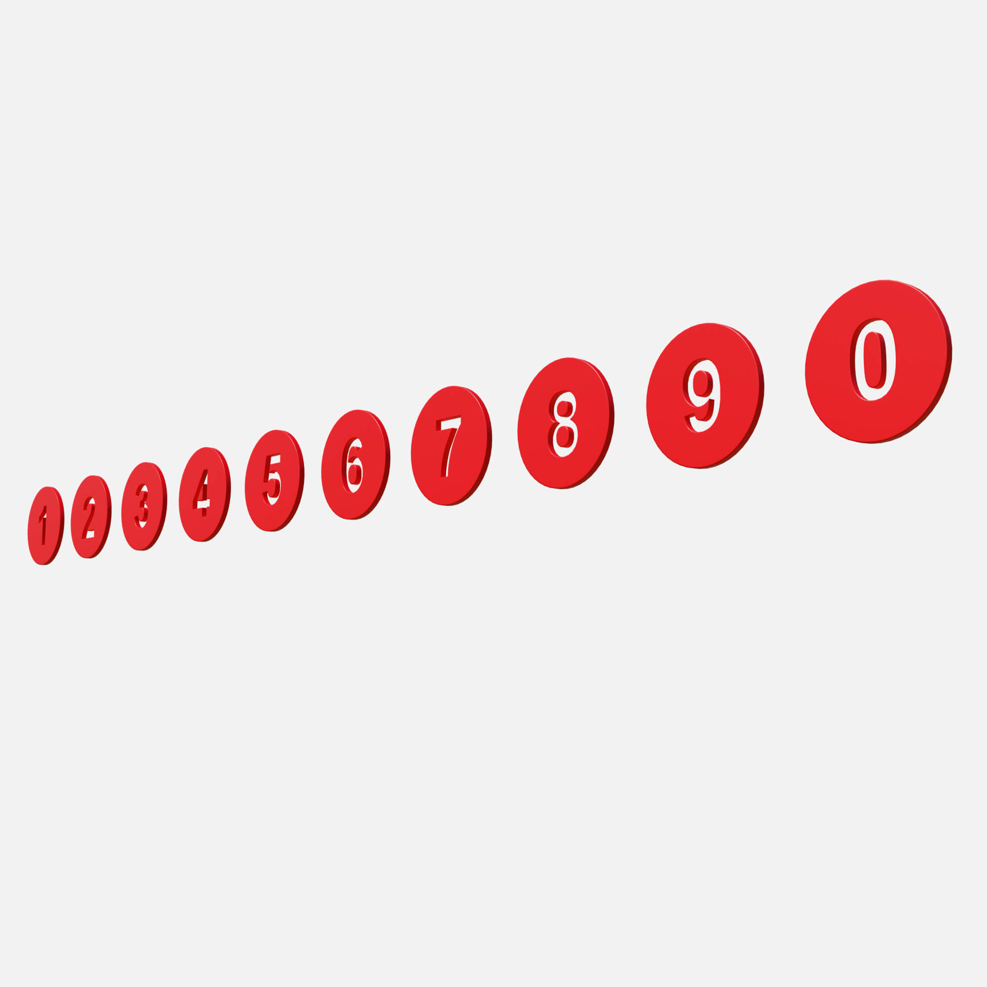 Collection of Round Numbers Red - 3D Model by Simple3D