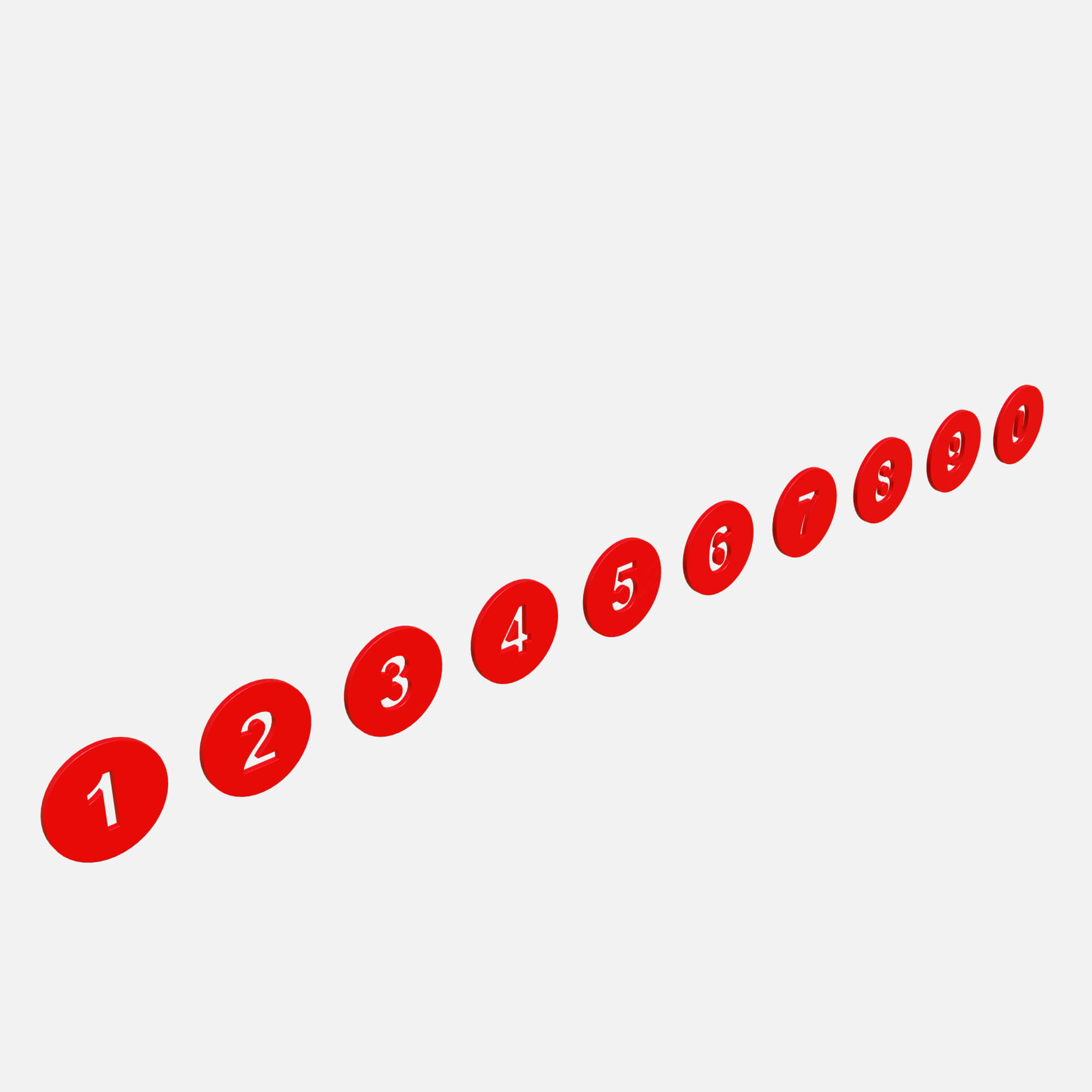 Collection of Round Numbers Red - 3D Model by Simple3D