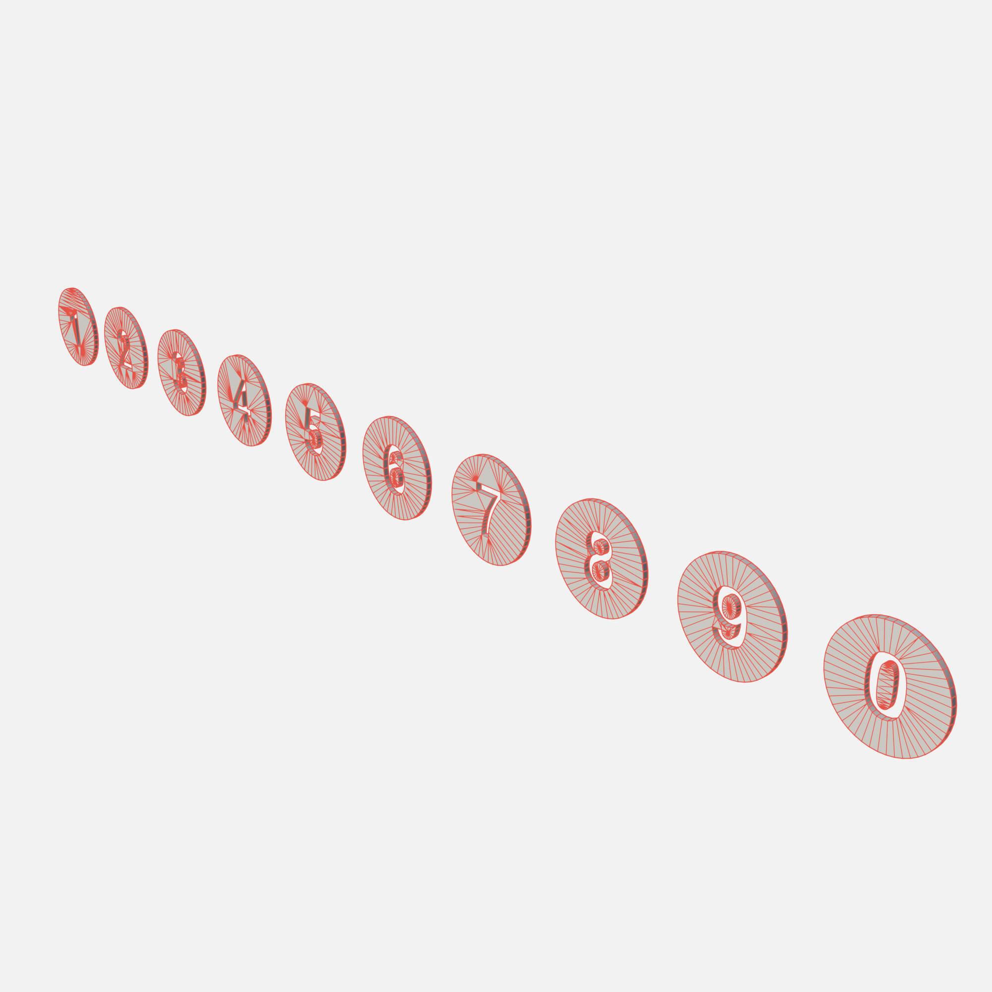 Collection of Round Numbers White - 3D Model by Simple3D