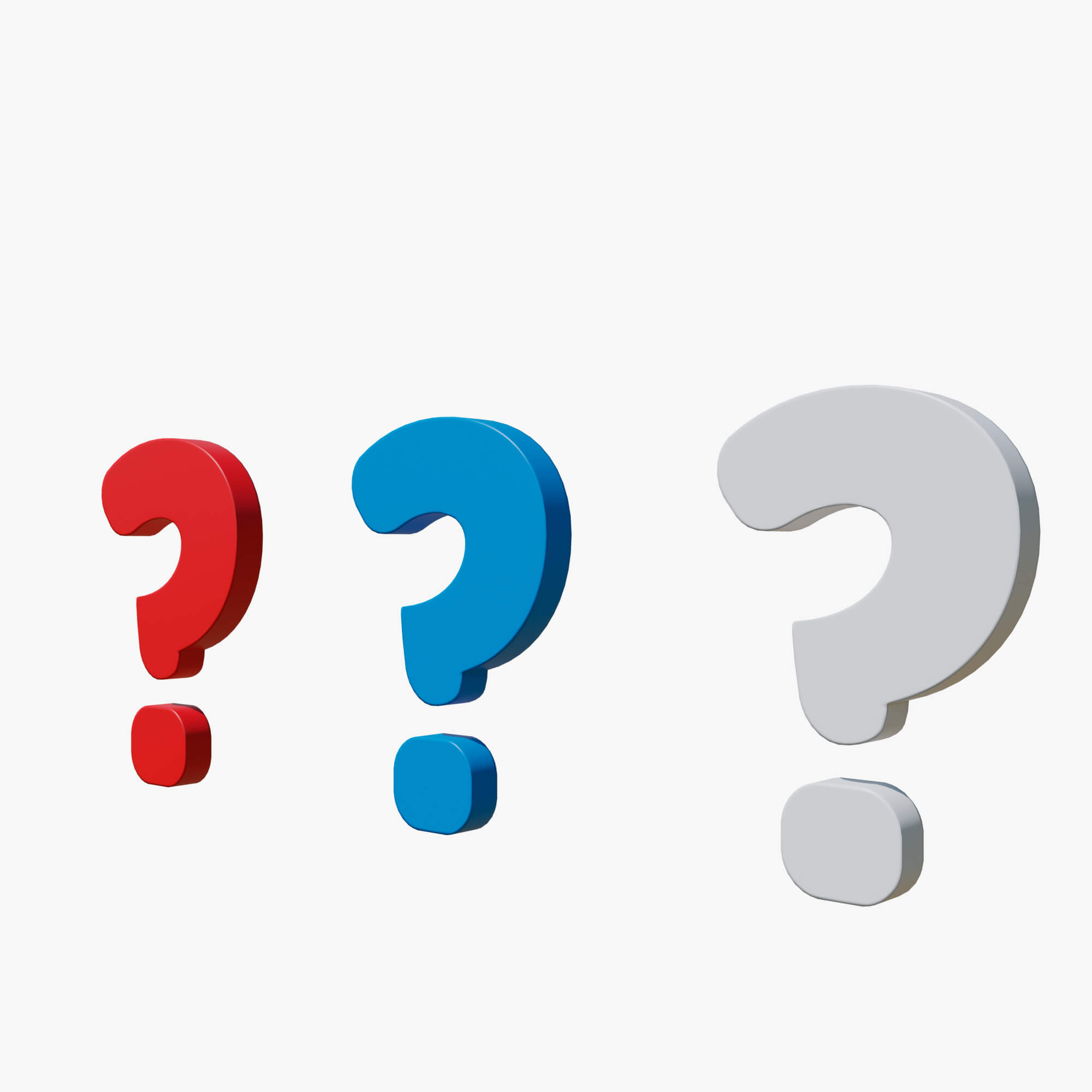 Questions 3 Different Colors (Blue, Red, White) - 3D Model by Simple3D