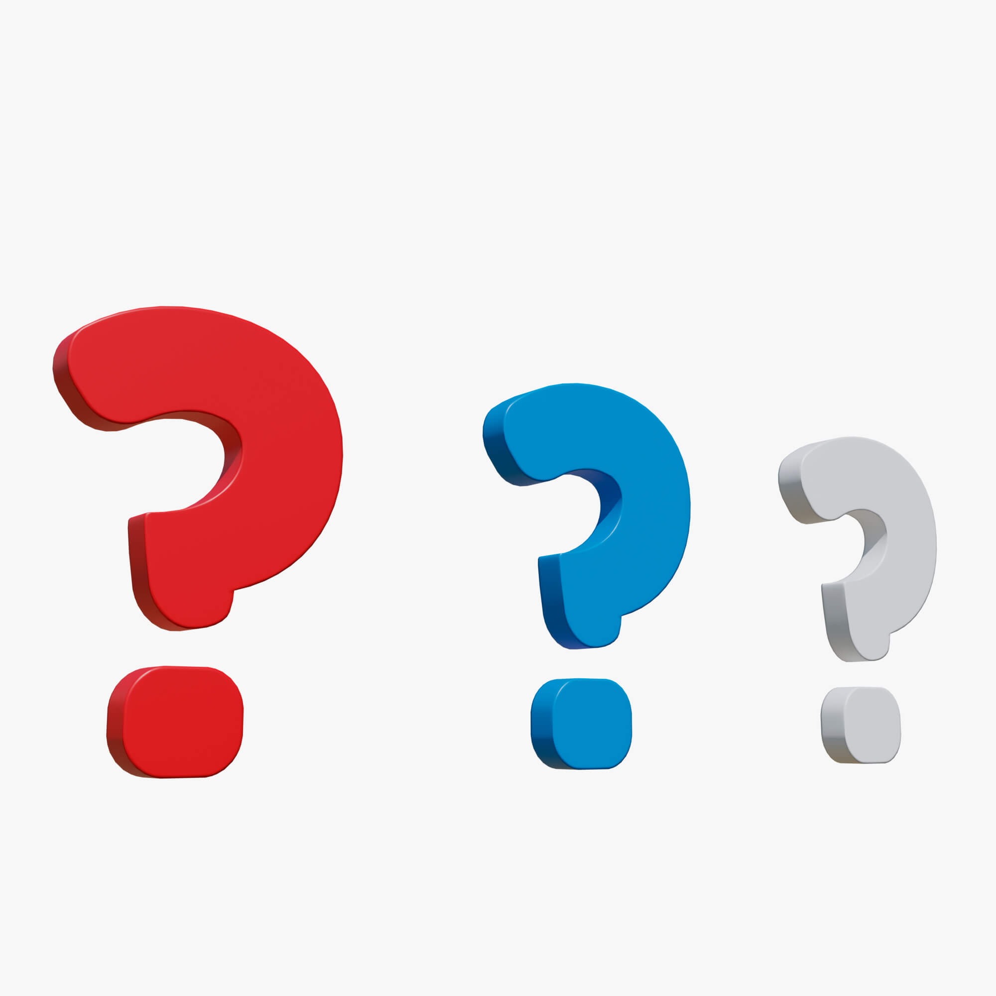 Questions 3 Different Colors (Blue, Red, White) - 3D Model by Simple3D