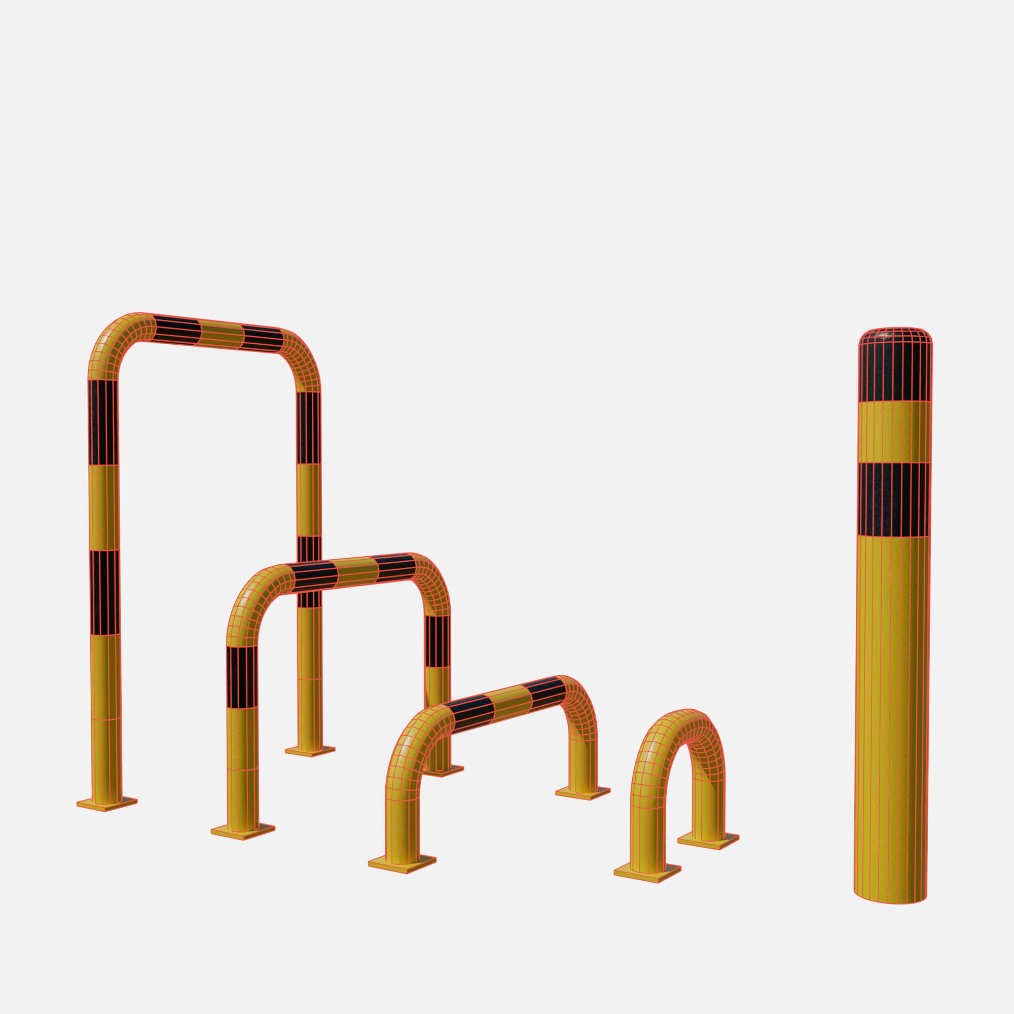 Road Barrier Collection - 3D Model by Simple3D