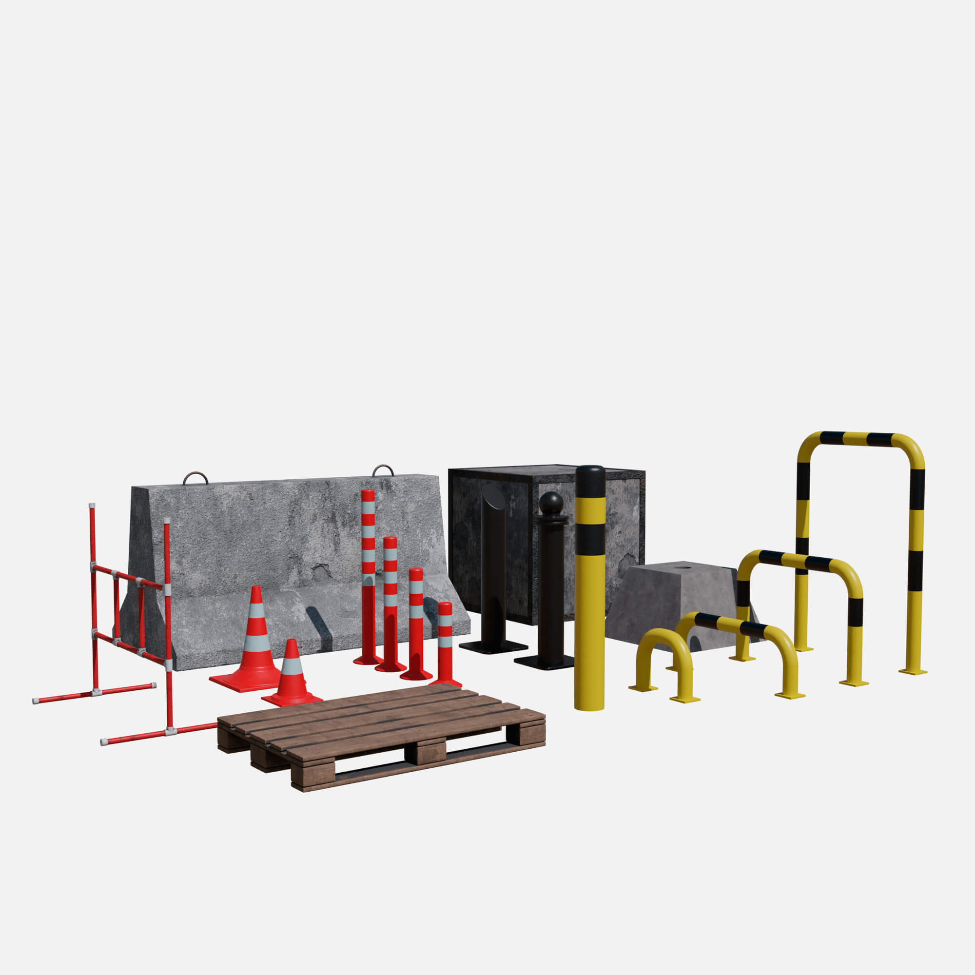 Road Barriers Collection (18 Items) - 3D Model by Simple3D