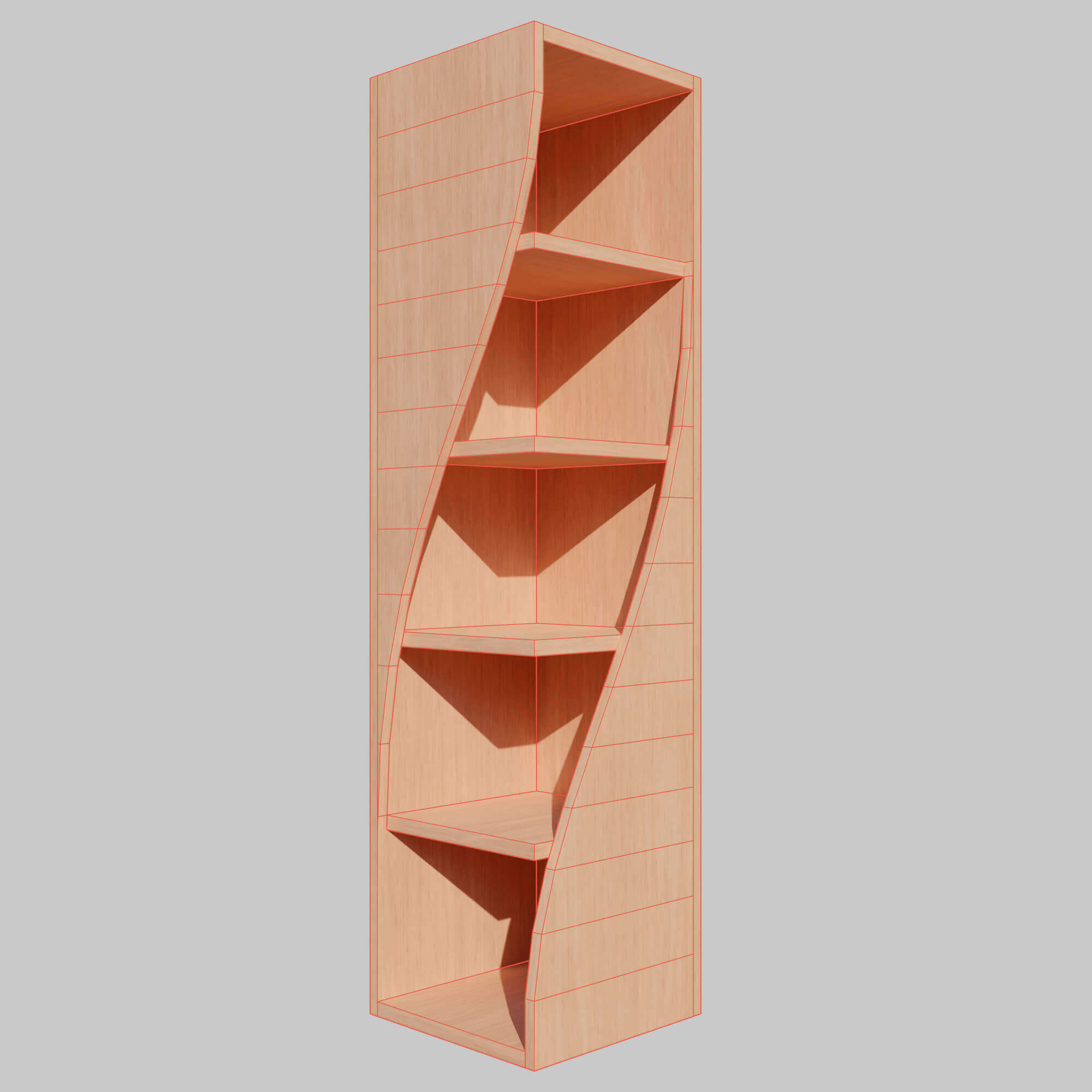 Rounded Bookshelf - 3D Model by Simple3D