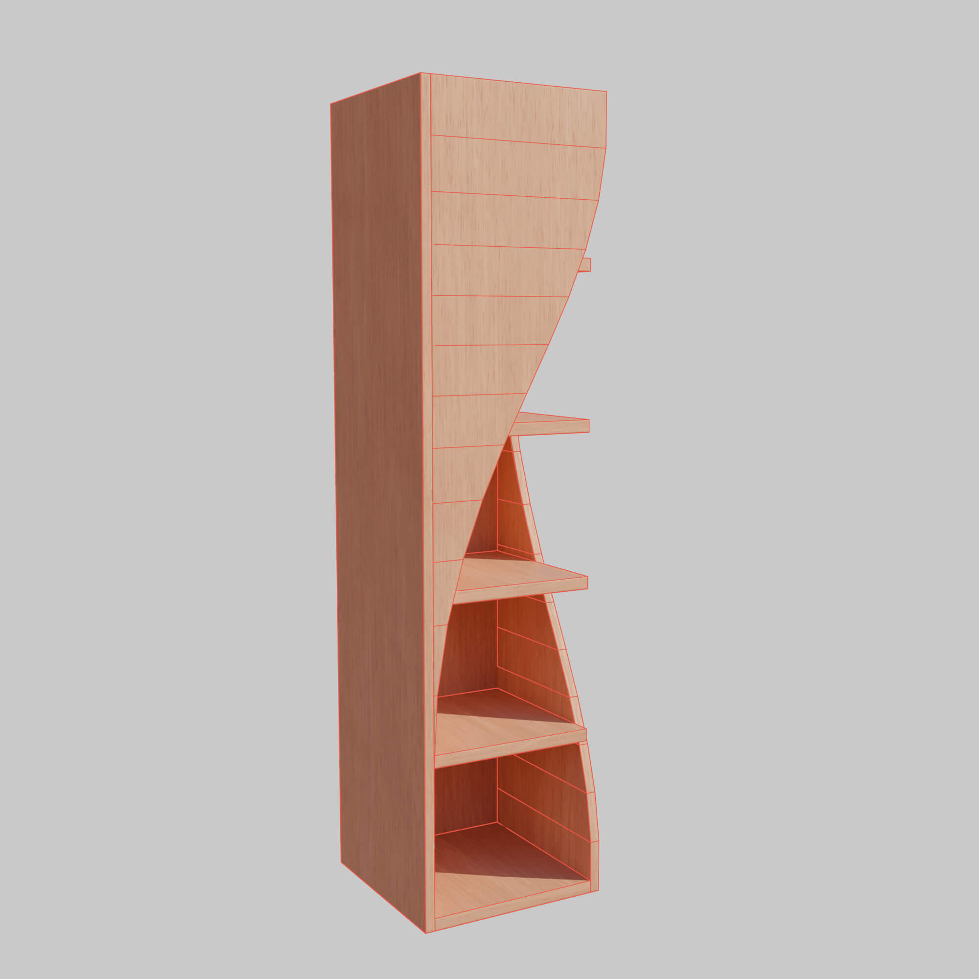 Rounded Bookshelf - 3D Model by Simple3D