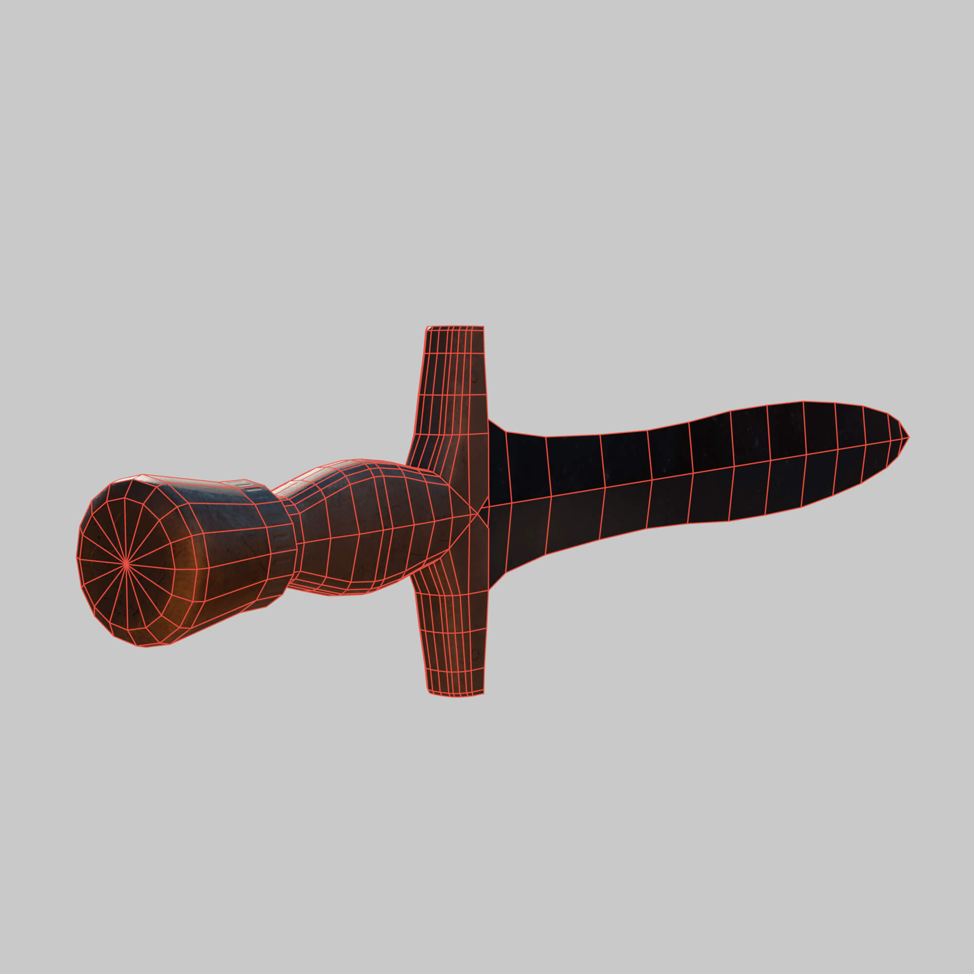Sword With Brass Handle - 3D Model by Simple3D