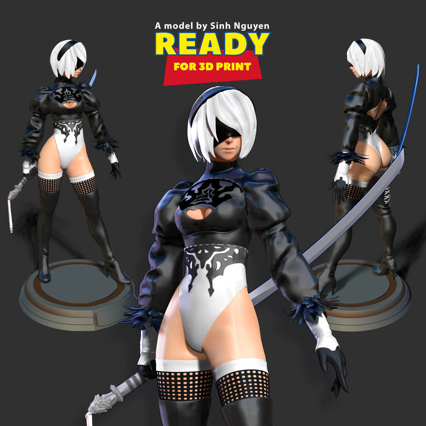 2B - Nier Automata New Version 3D Model by Sinh Nguyen