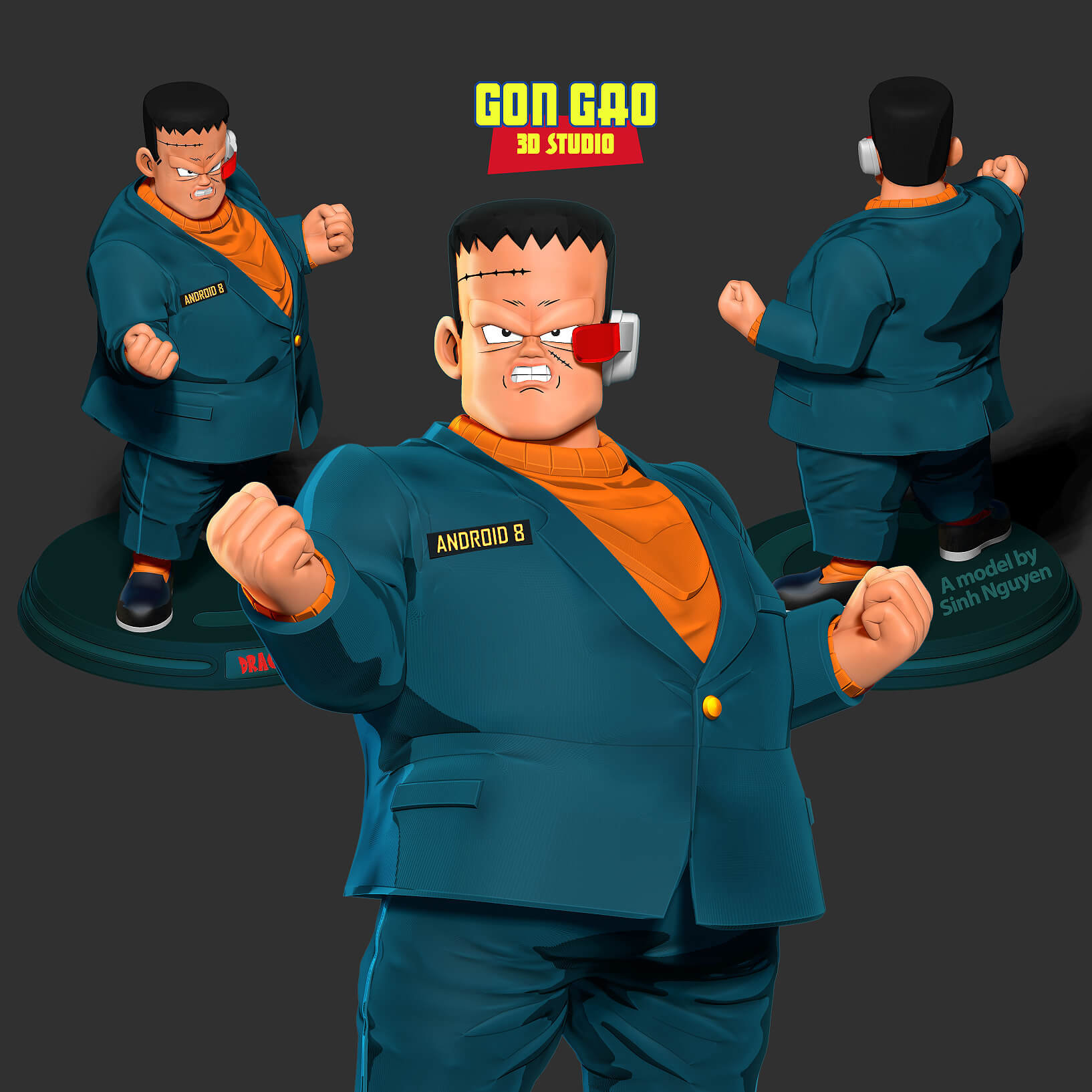 Android 8 - Dragon Ball Fanart 3D Model by Sinh Nguyen