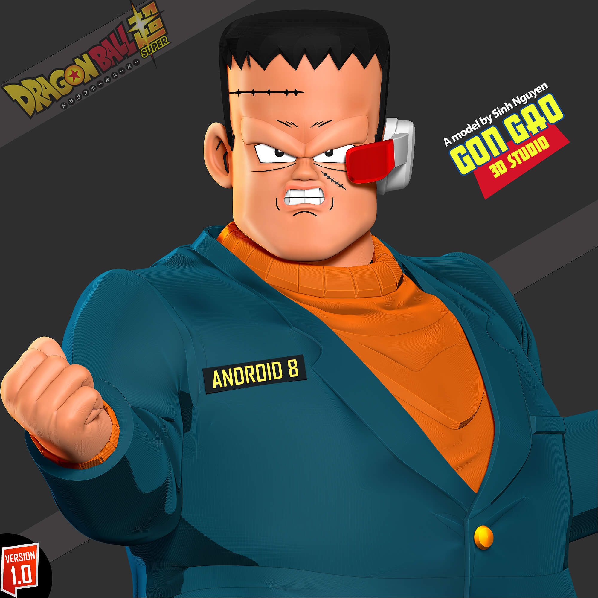 Android 8 - Dragon Ball Fanart 3D Model by Sinh Nguyen