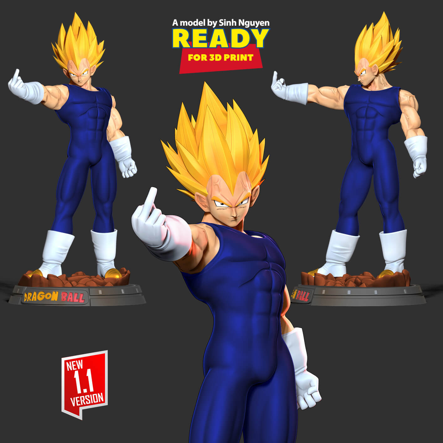 Angry Vegeta - 3D Model by Sinh Nguyen