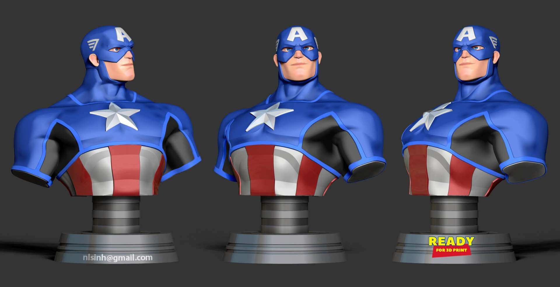 Captain America Bust - 3D Model by Sinh Nguyen
