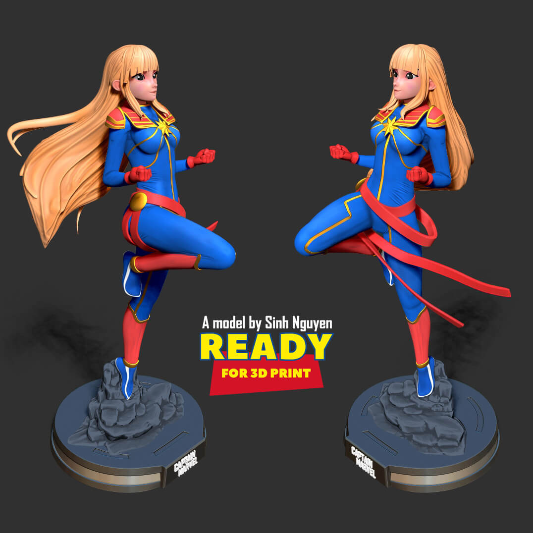 Captain Marvel Stylized Fanart - 3D Model by Sinh Nguyen