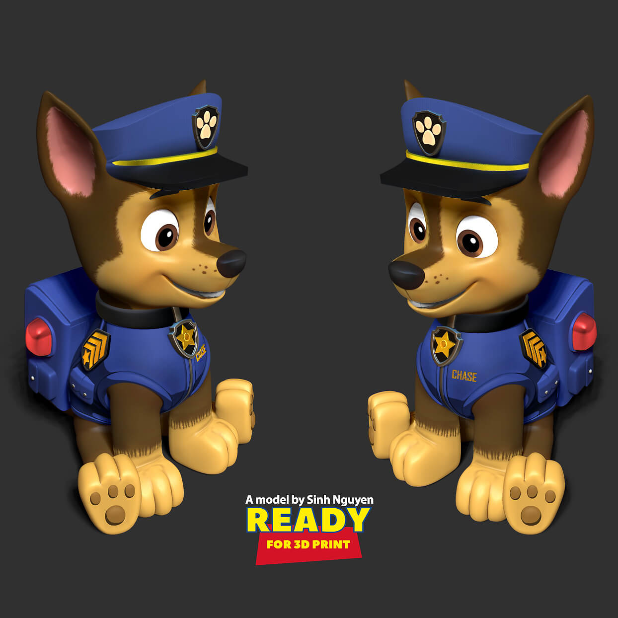 Chase - Paw Patrol Fanart 3D Model by Sinh Nguyen