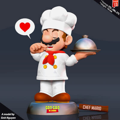 Chef Mario Fanart - 3D Model by Sinh Nguyen