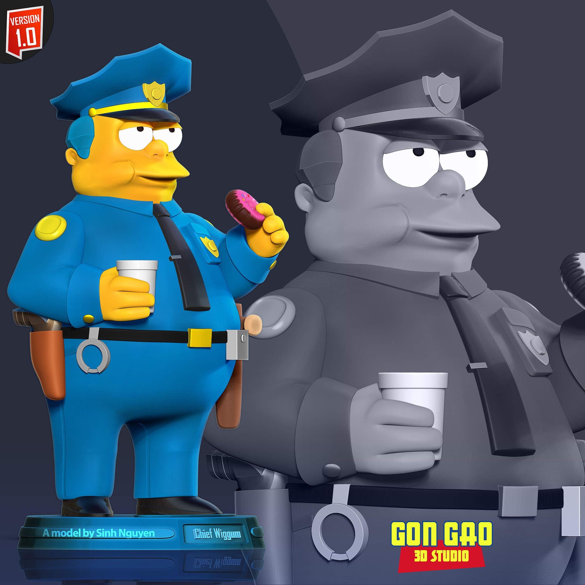 Chief Wiggum - The Simpsons Fanart 3D Model by Sinh Nguyen