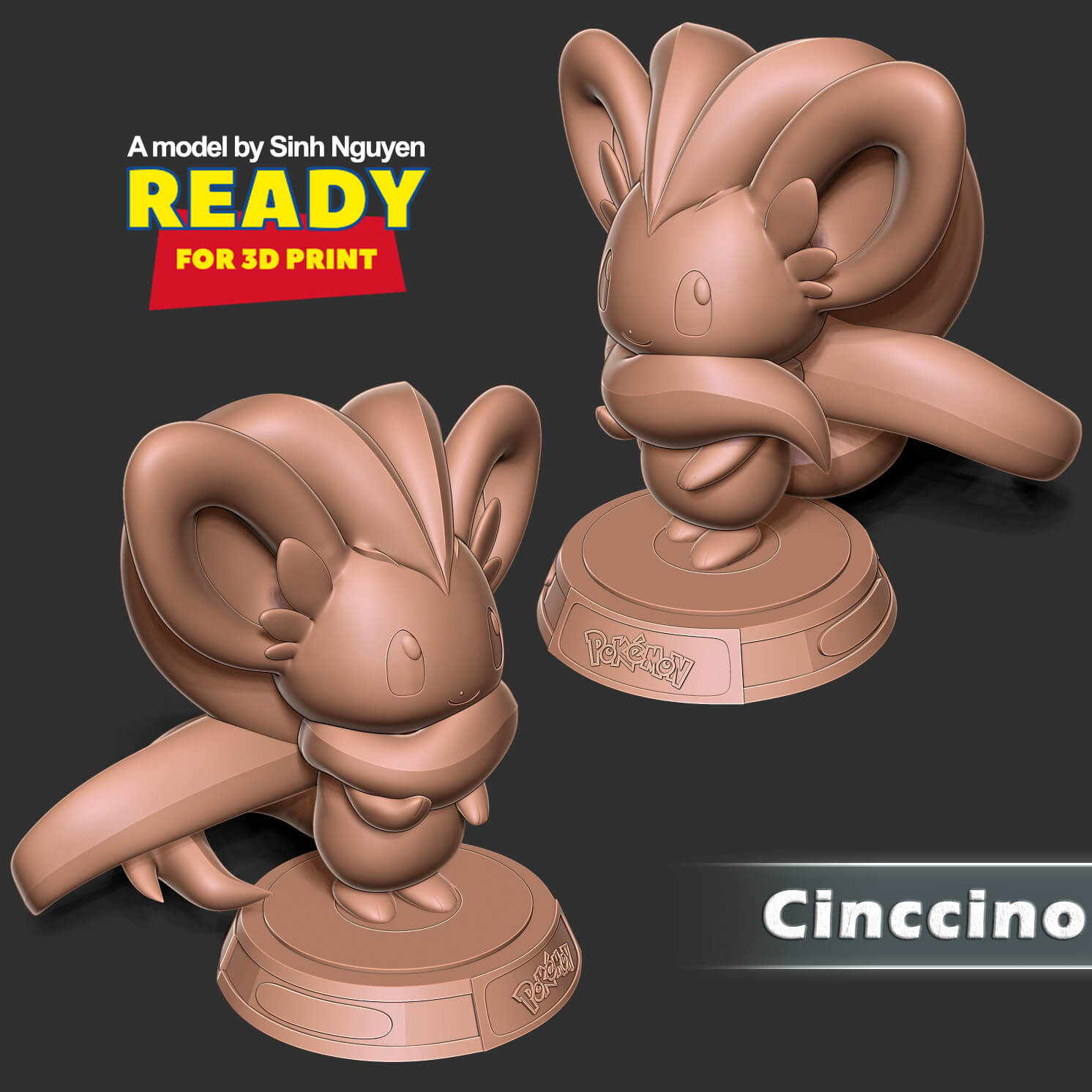 Cinccino - Pokemon Fanart 3D Model by Sinh Nguyen