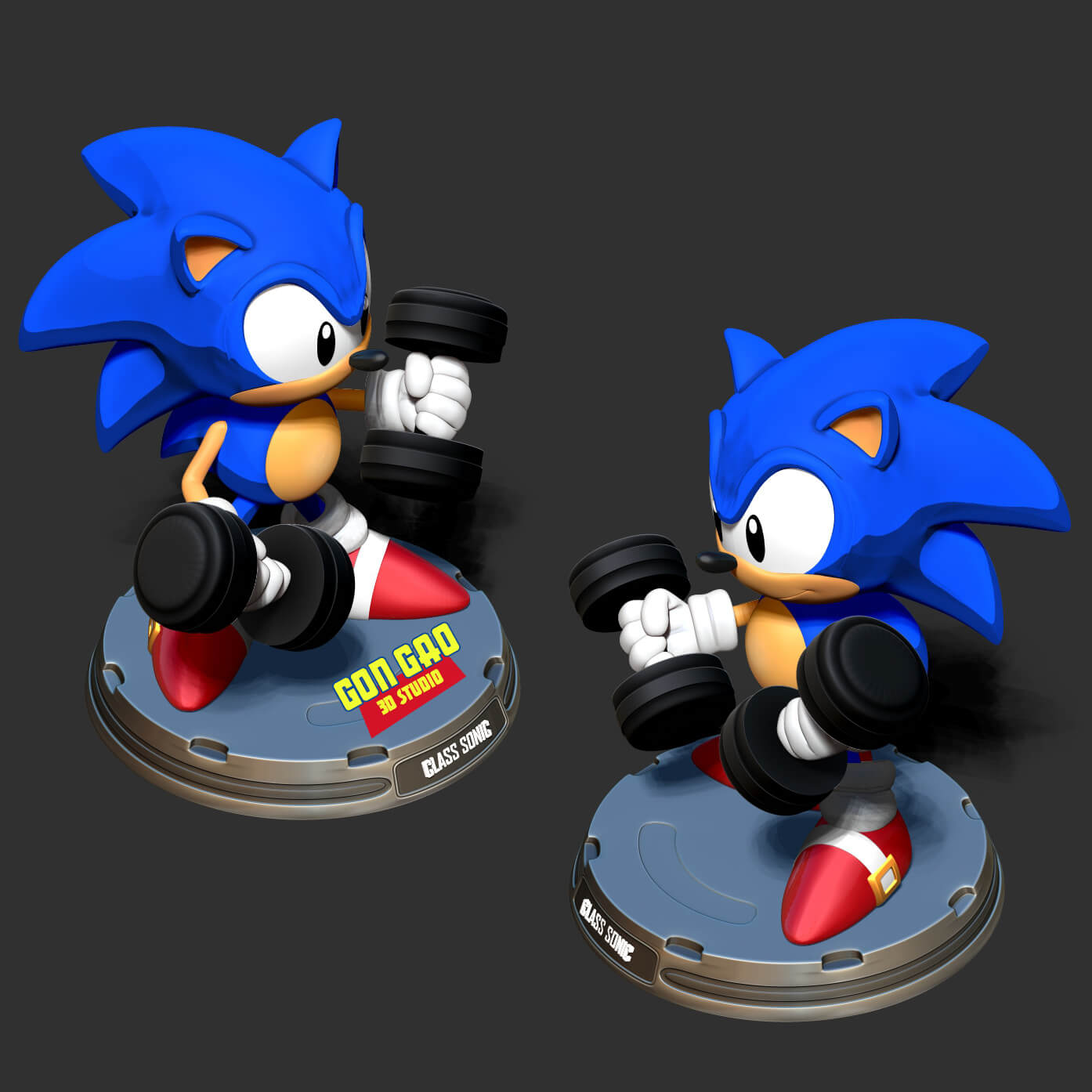 Classic Sonic Is Lifting Weights - 3D Model by Sinh Nguyen