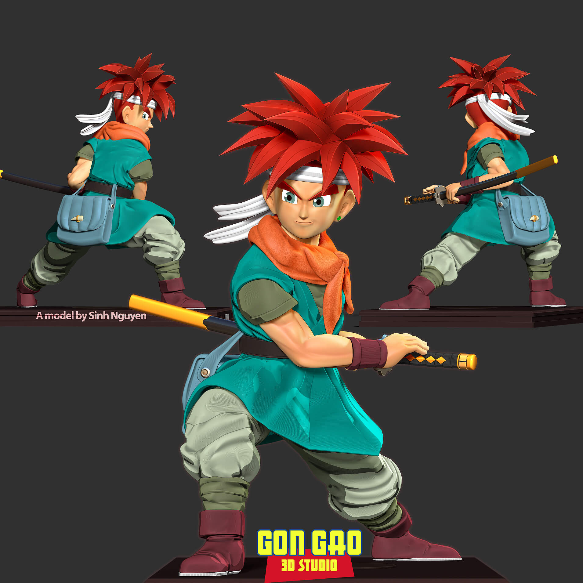 Crono - Chrono Trigger Fanart 3D Model by Sinh Nguyen