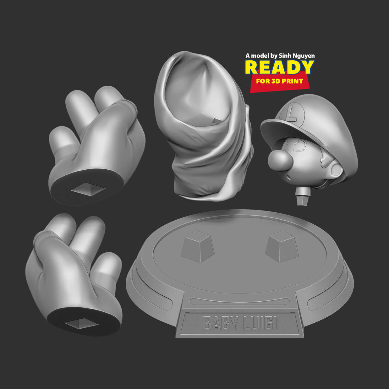 Cuddling Baby Luigi - 3D Model by Sinh Nguyen