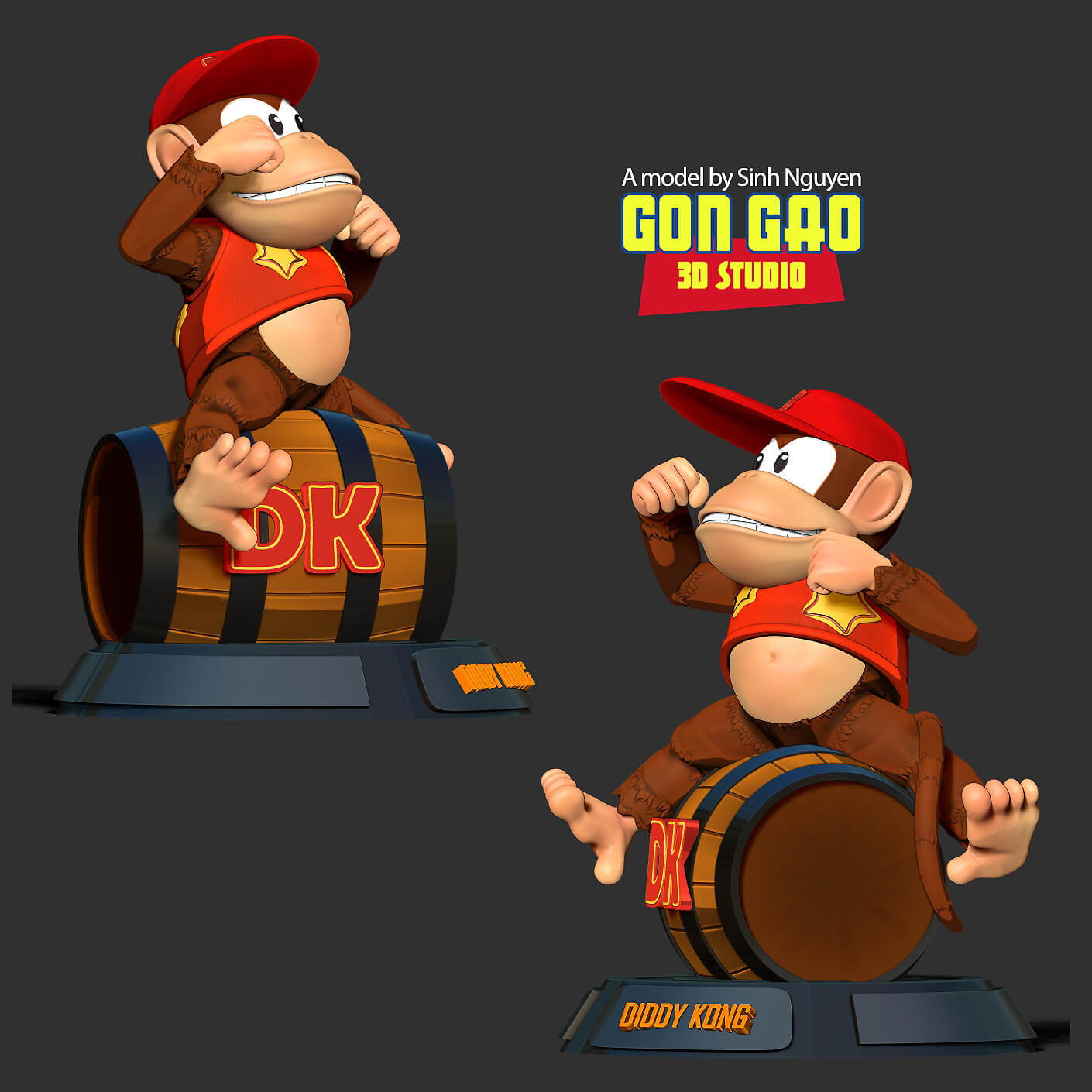 Diddy Kong Fanart - 3D Model by Sinh Nguyen