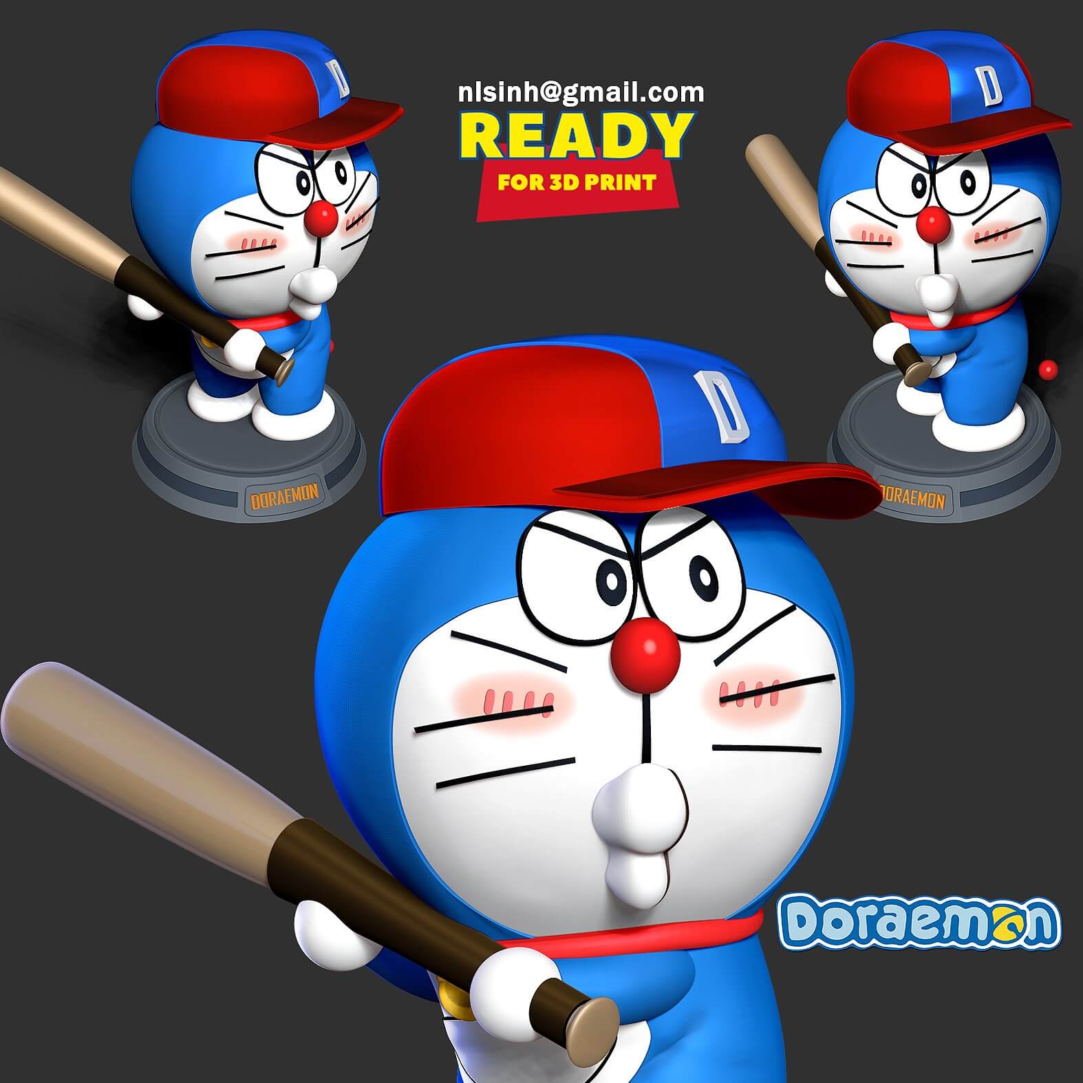 Doraemon - Baseball Player 3D Model by Sinh Nguyen