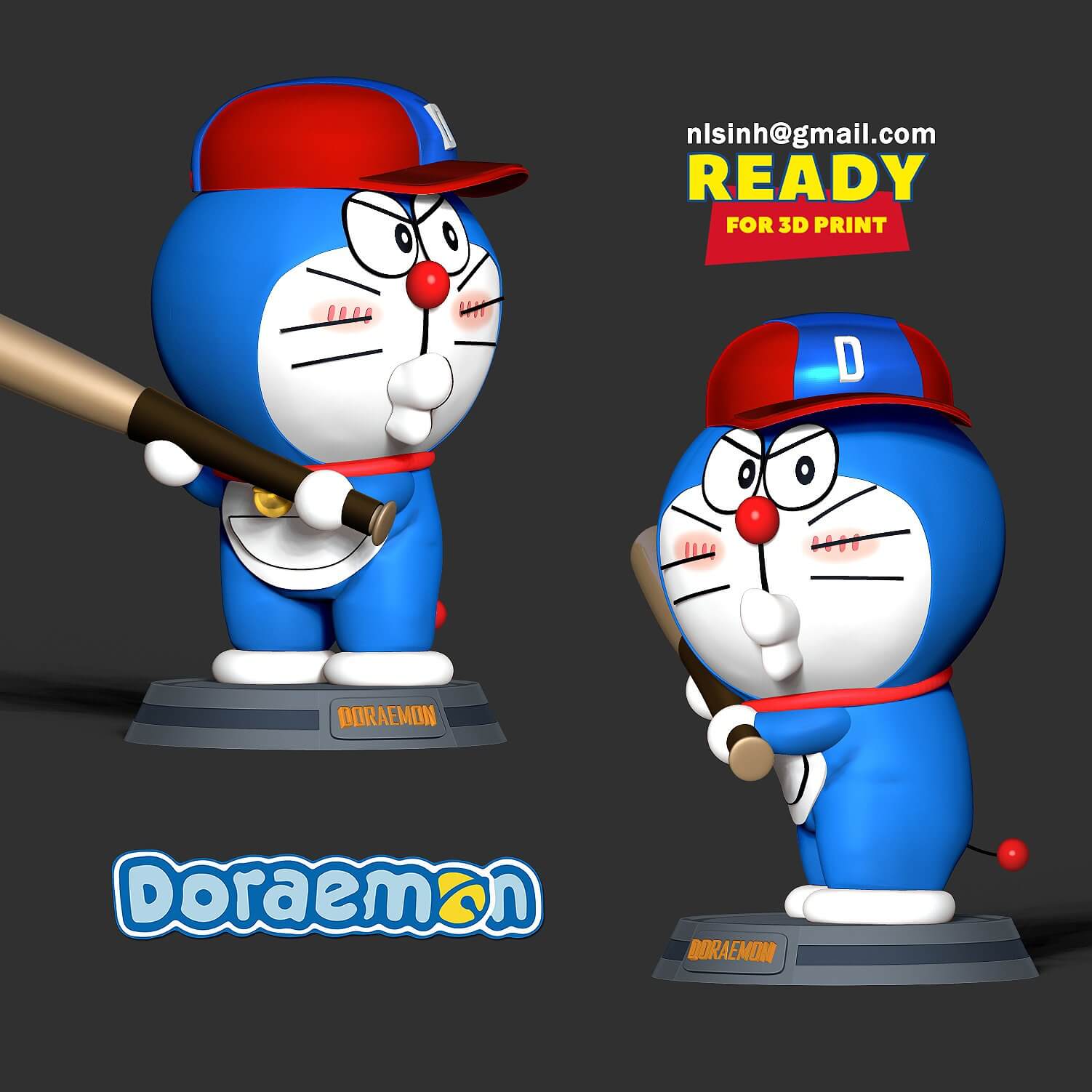Doraemon - Baseball Player 3D Model by Sinh Nguyen