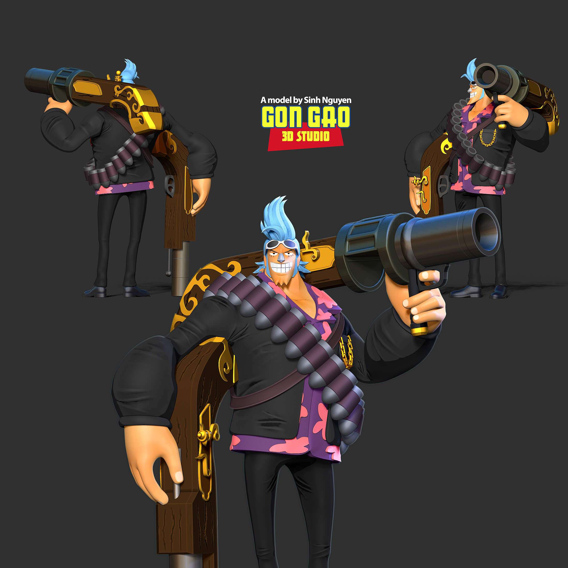 Franky - One Piece Fanart 3D Model by Sinh Nguyen