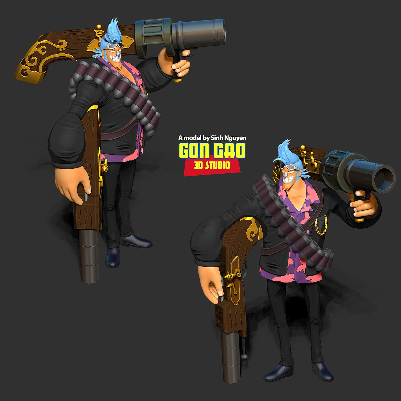 Franky - One Piece Fanart 3D Model by Sinh Nguyen