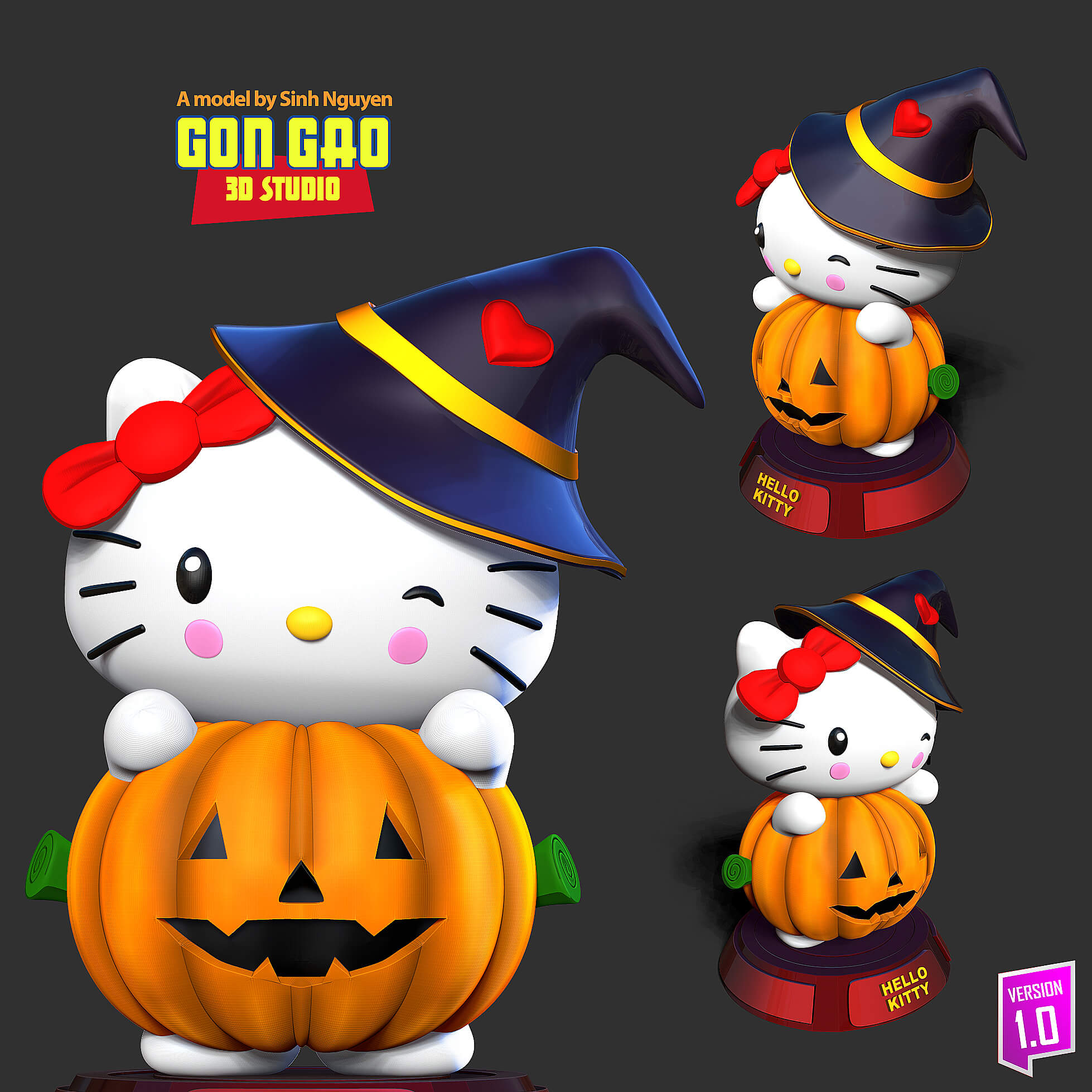 Hello Kitty - Halloween Custom 3D Model by Sinh Nguyen