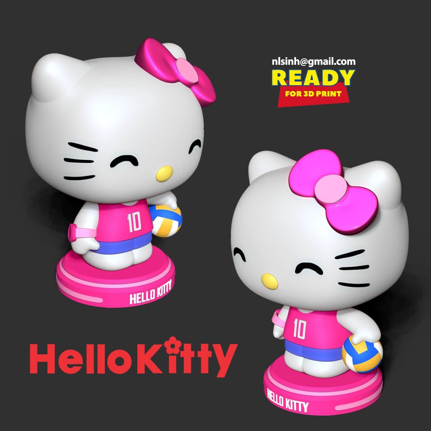 Hello Kitty Play Volleyball - 3D Model by Sinh Nguyen
