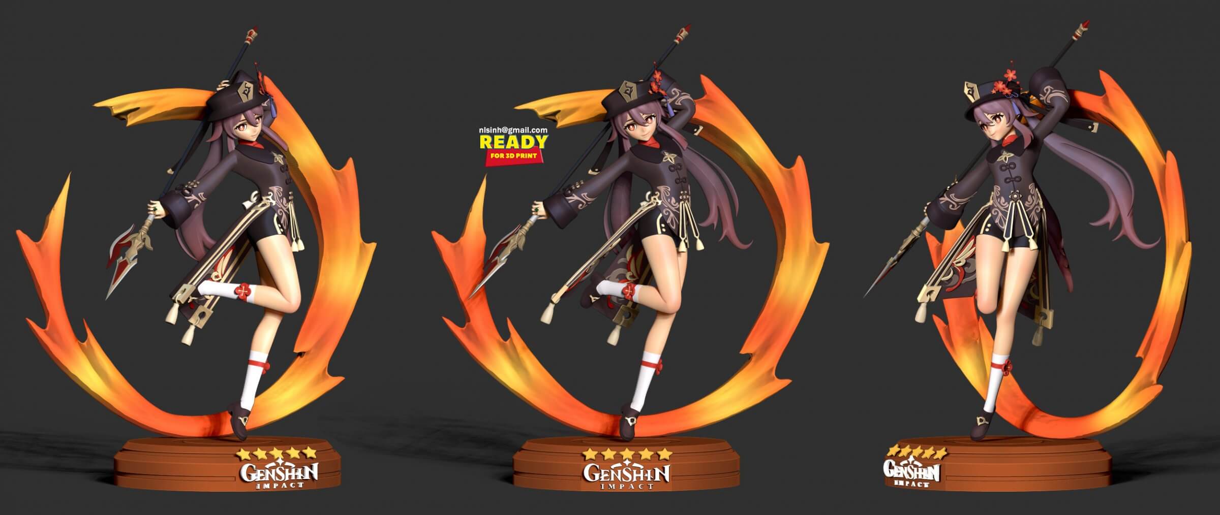 Hu Tao - Genshin Impact Fanart 3D Model by Sinh Nguyen