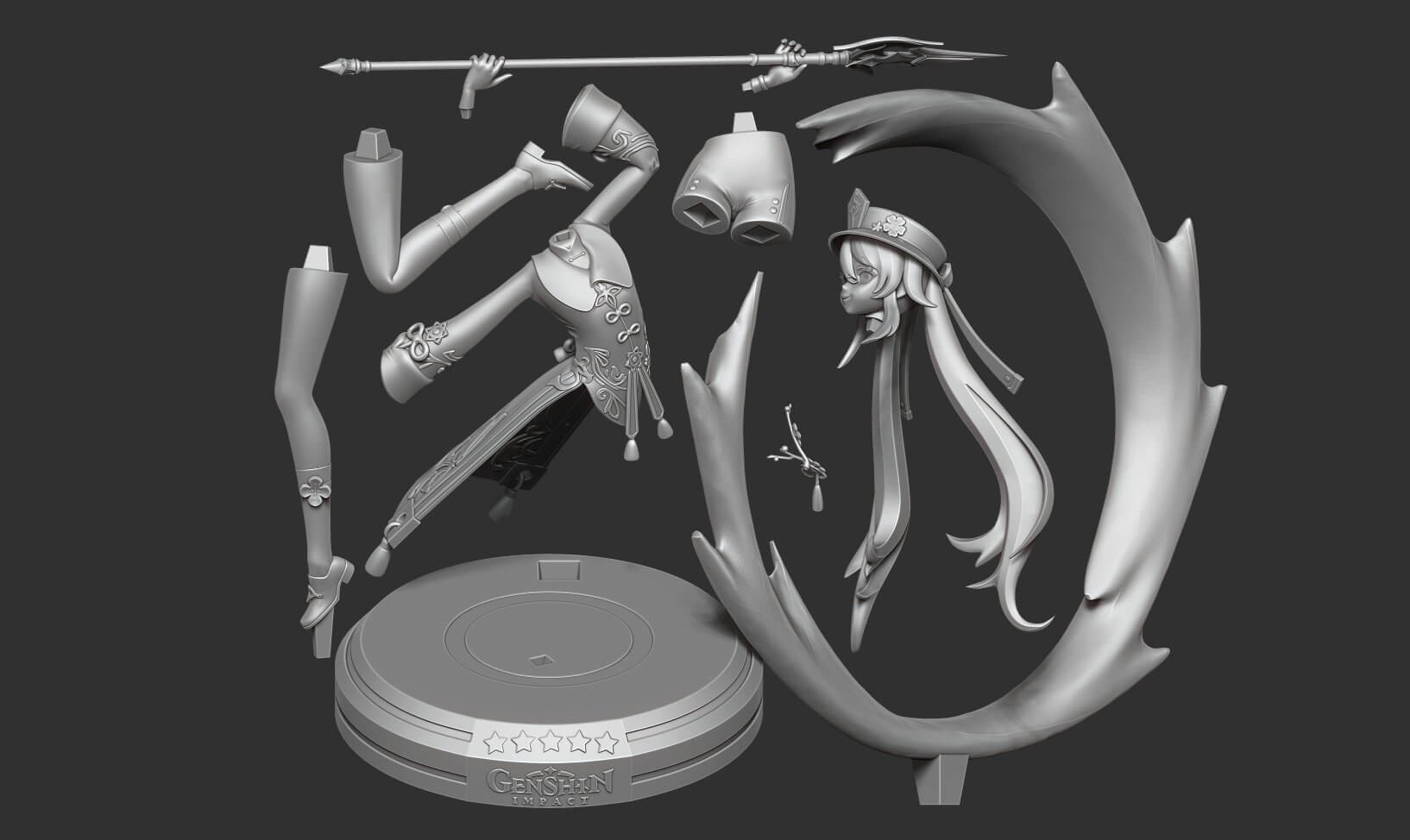 Hu Tao - Genshin Impact Fanart 3D Model by Sinh Nguyen