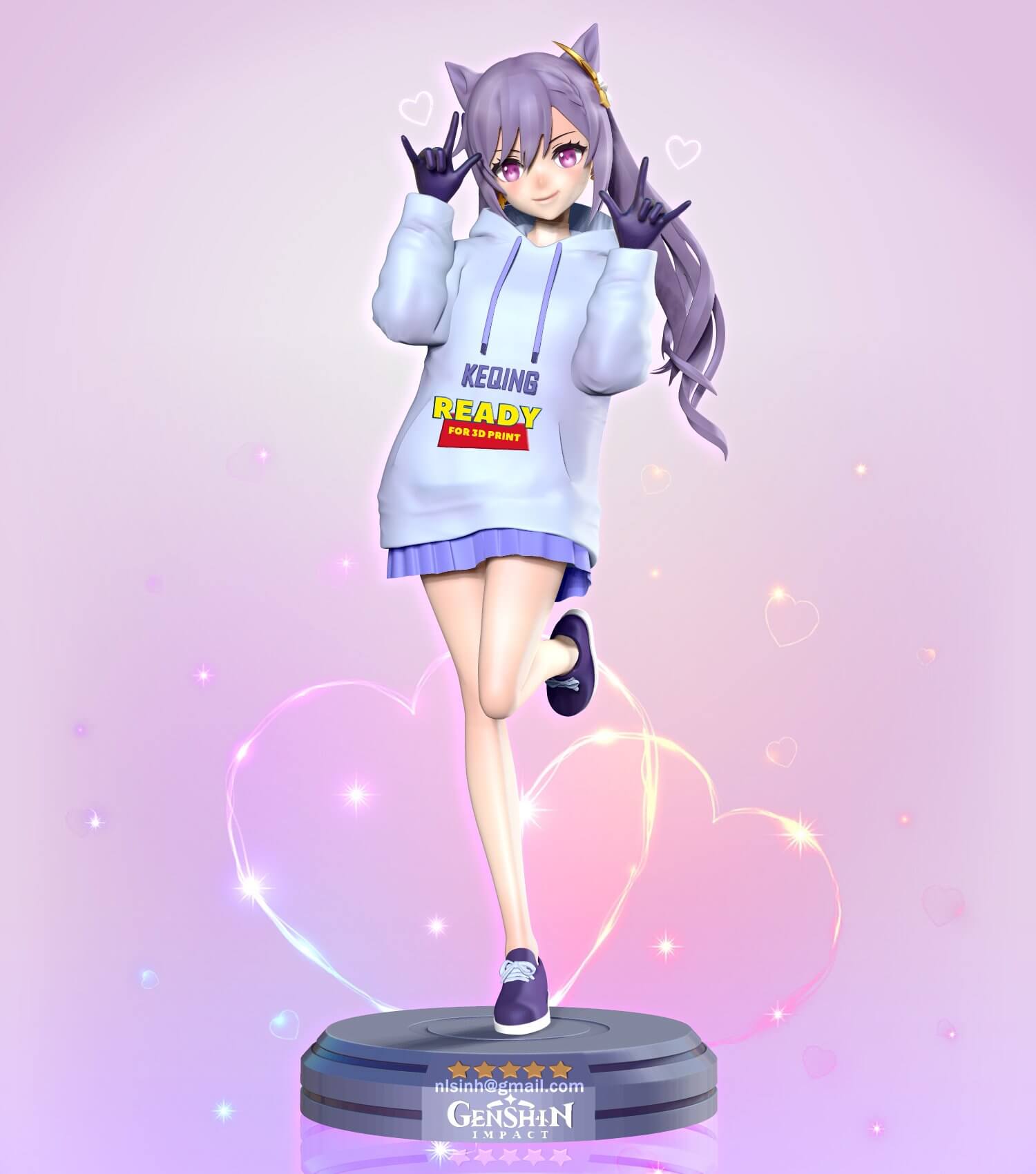 Keqing - Genshin Impact Fanart 3D Model by Sinh Nguyen