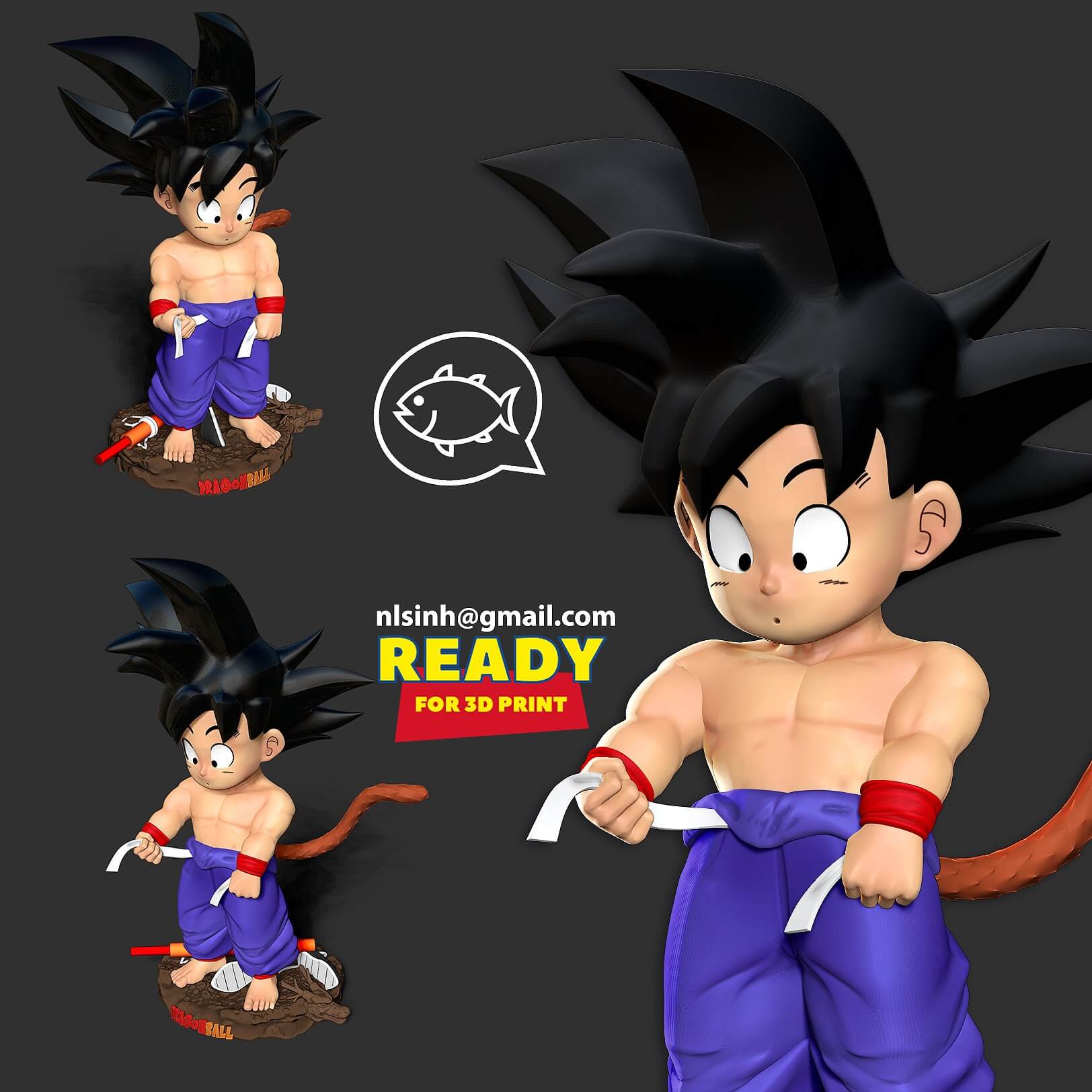Kid Goku - Ready For Fishing 3D Model by Sinh Nguyen