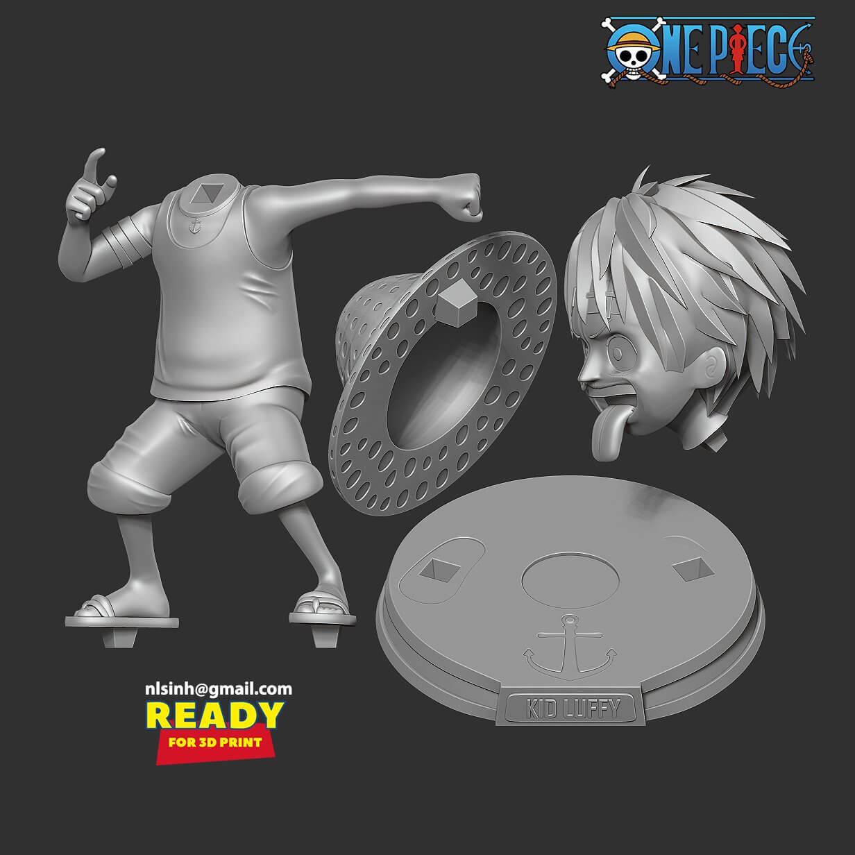 Kid Monkey Luffy - 3D Print Model by Sinh Nguyen