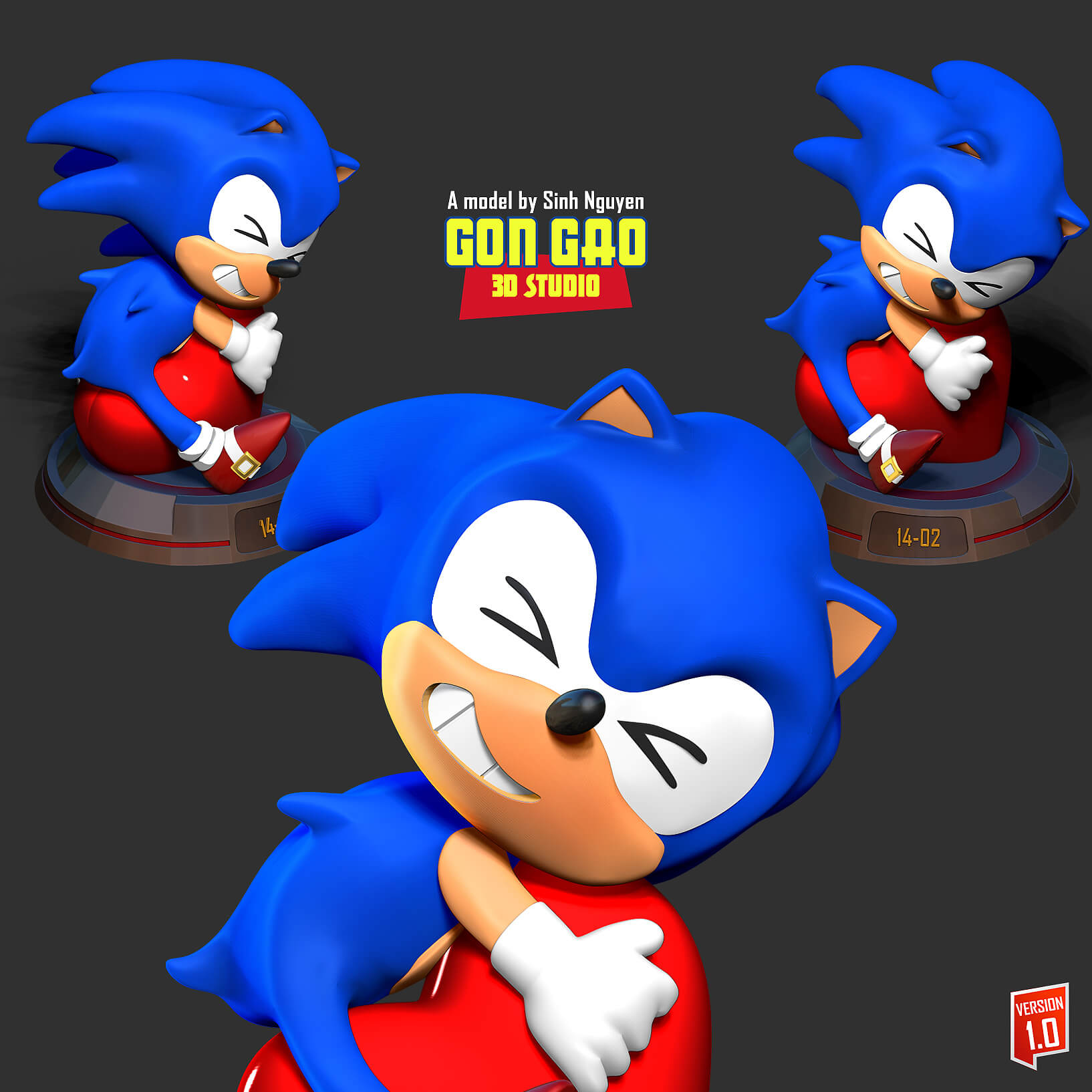 Kid Sonic Holds Red Heart - 3D Model by Sinh Nguyen