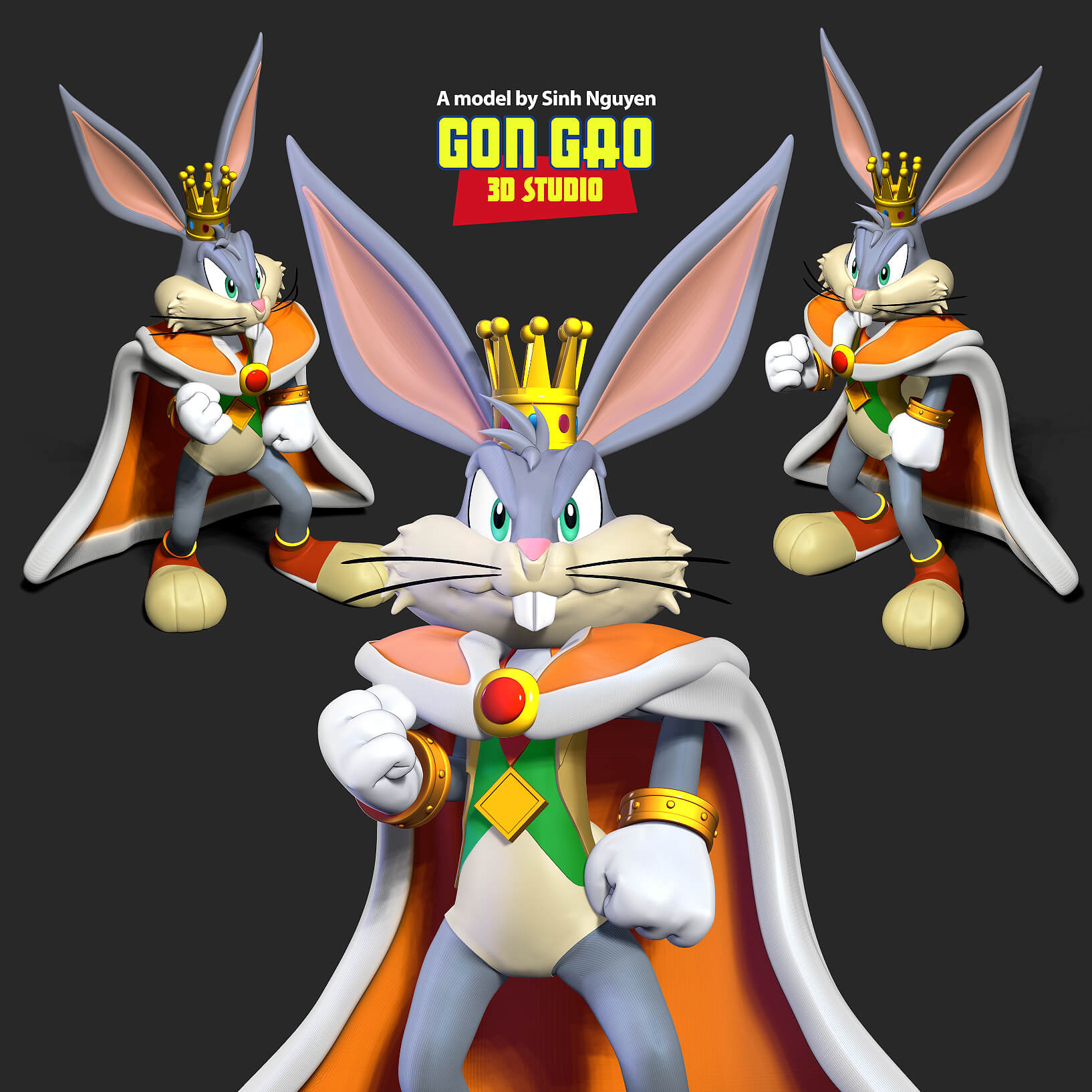 King Bugs Bunny - 3D Model by Sinh Nguyen