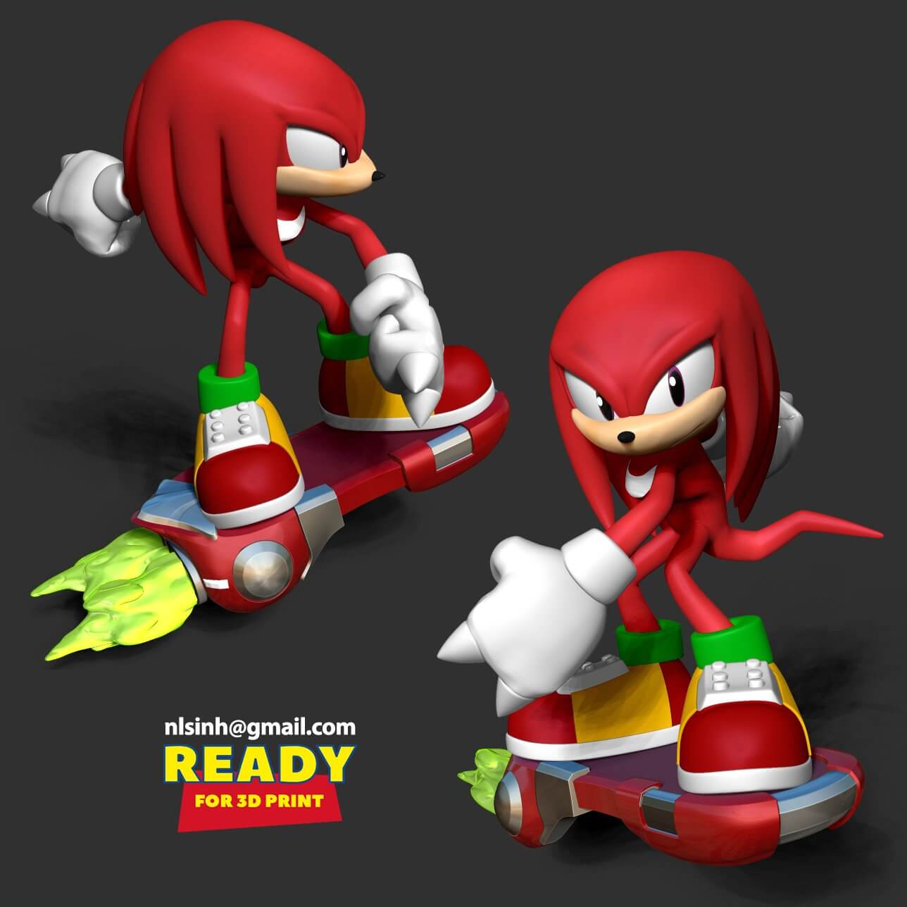 Knuckles - Sonic The Hedgehog 2 Fanart 3D Model by Sinh Nguyen