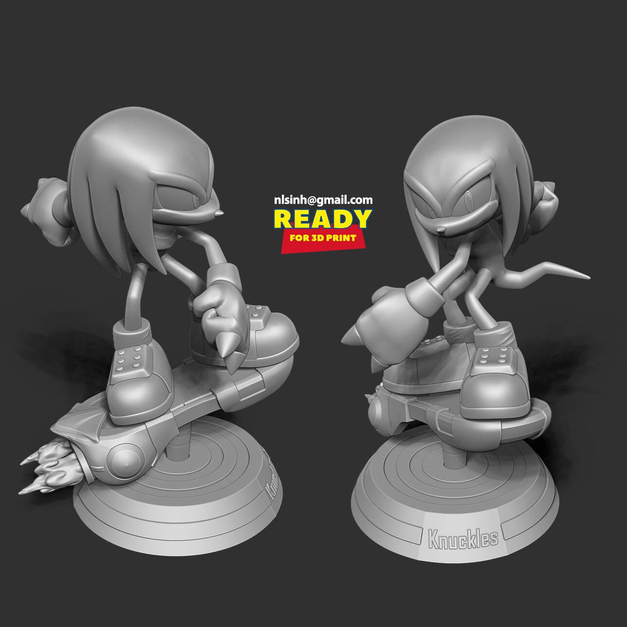 Knuckles - Sonic The Hedgehog 2 Fanart 3D Model by Sinh Nguyen