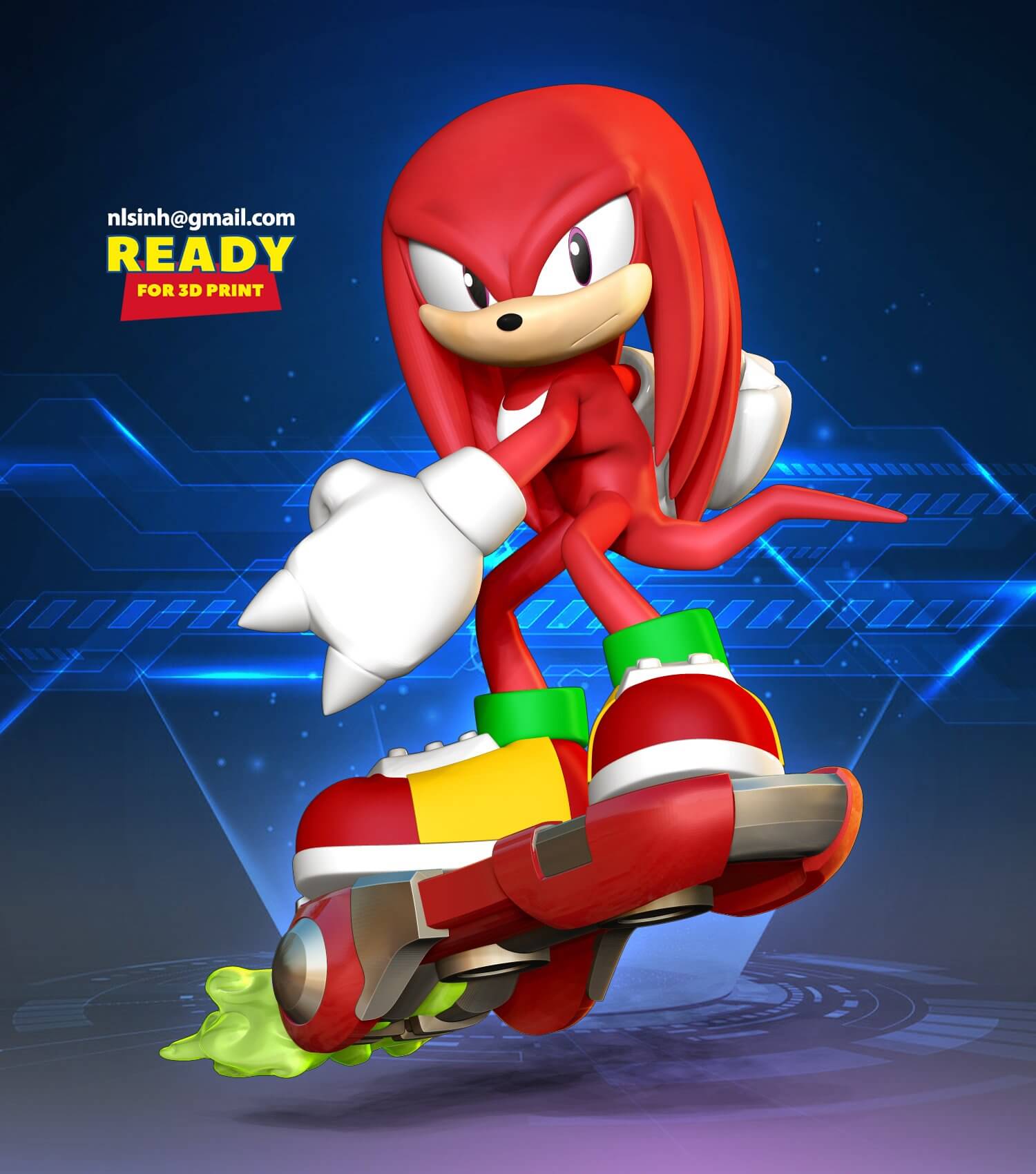 Knuckles - Sonic The Hedgehog 2 Fanart 3D Model by Sinh Nguyen
