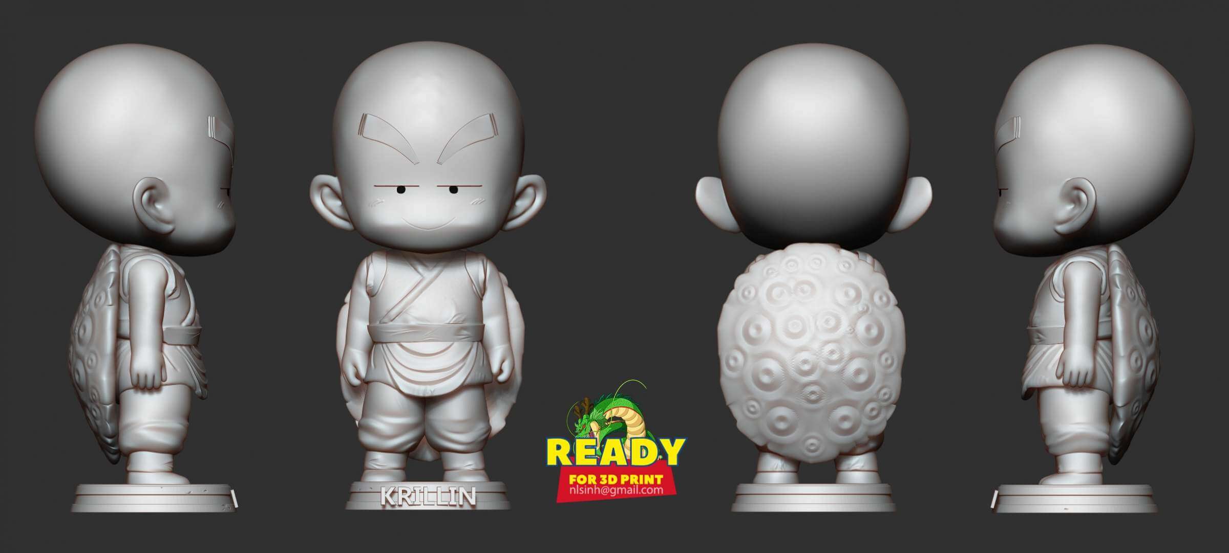 Krillin from Dragon Ball - 3D Model by Sinh Nguyen