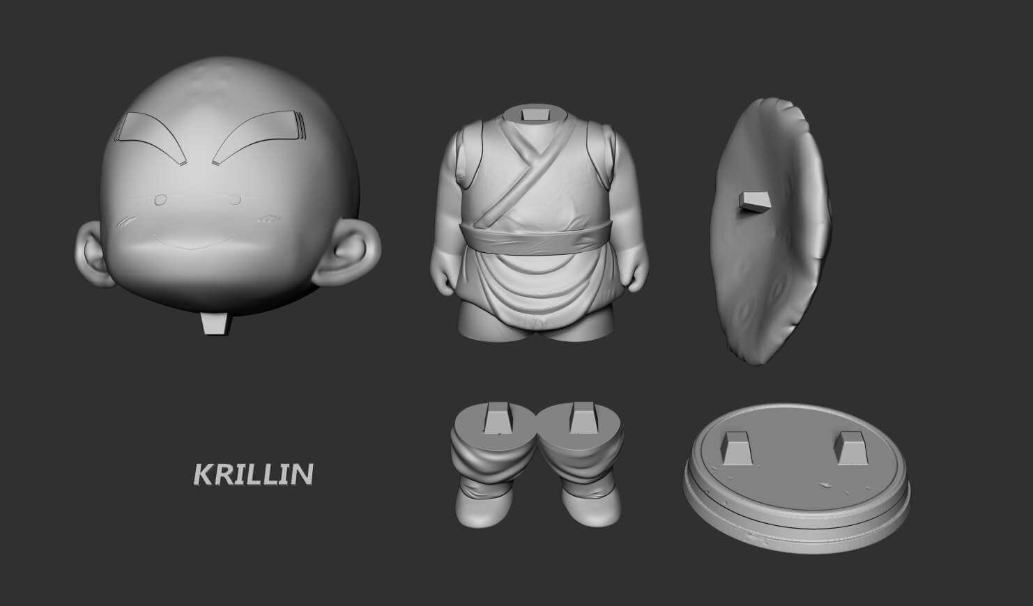 Krillin from Dragon Ball - 3D Model by Sinh Nguyen