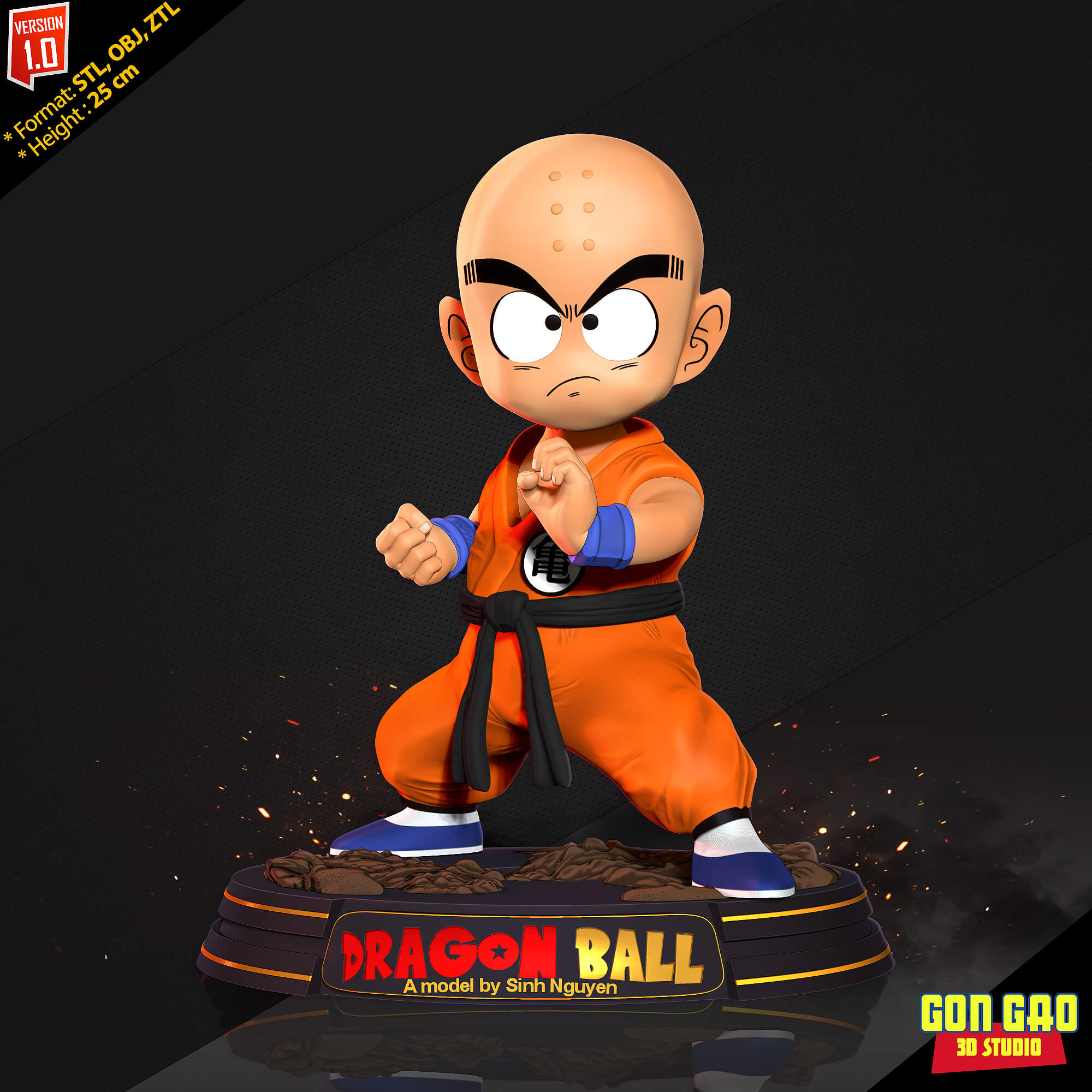 Krillin - Ready to Fight 3D Model by Sinh Nguyen