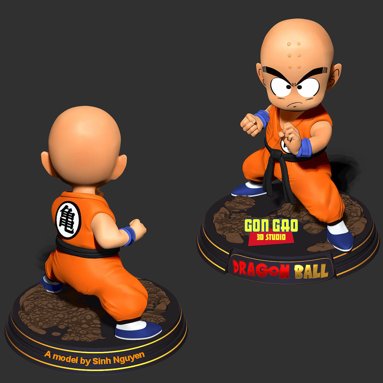 Krillin - Ready to Fight 3D Model by Sinh Nguyen