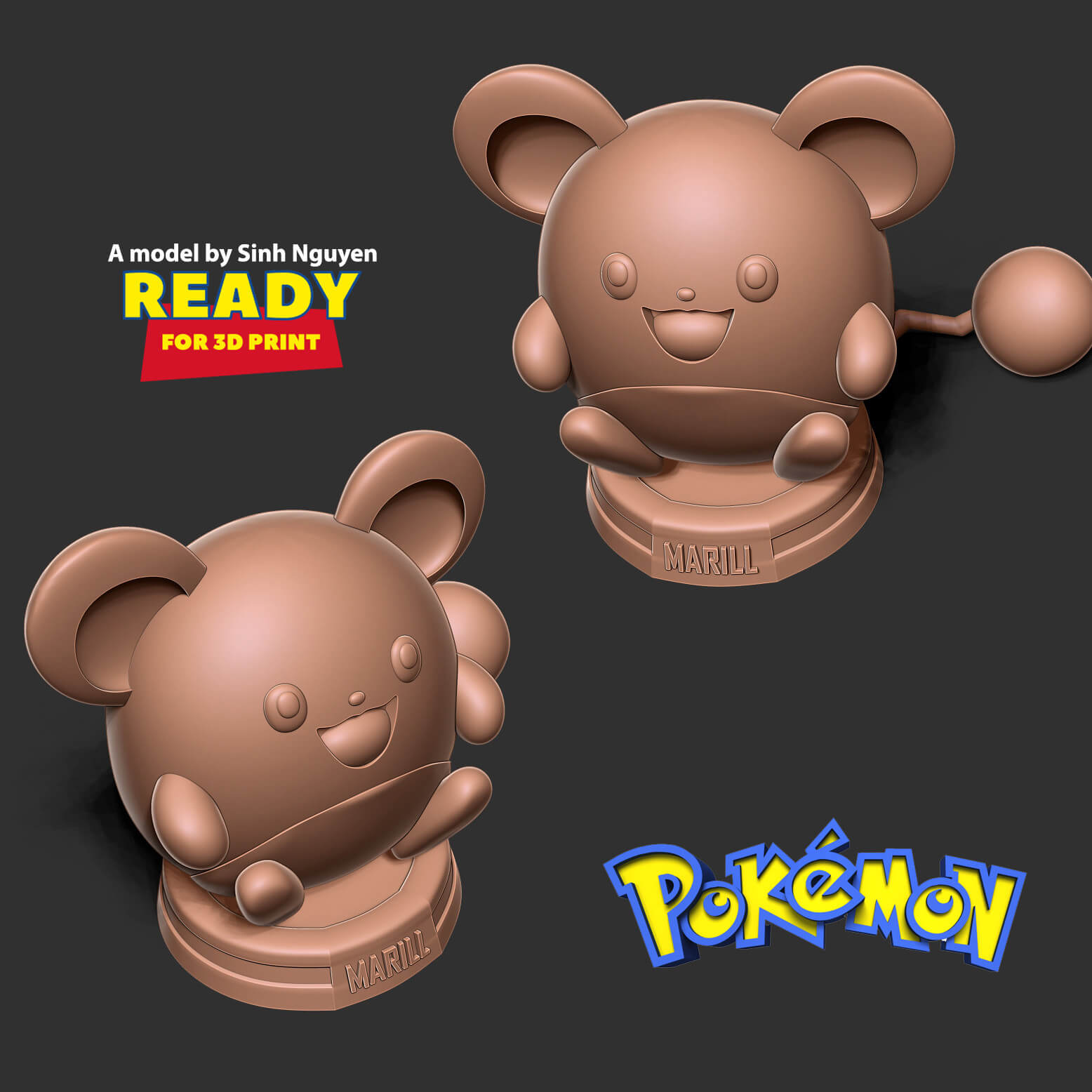 Marill - Pokemon Fanart 3D Model by Sinh Nguyen