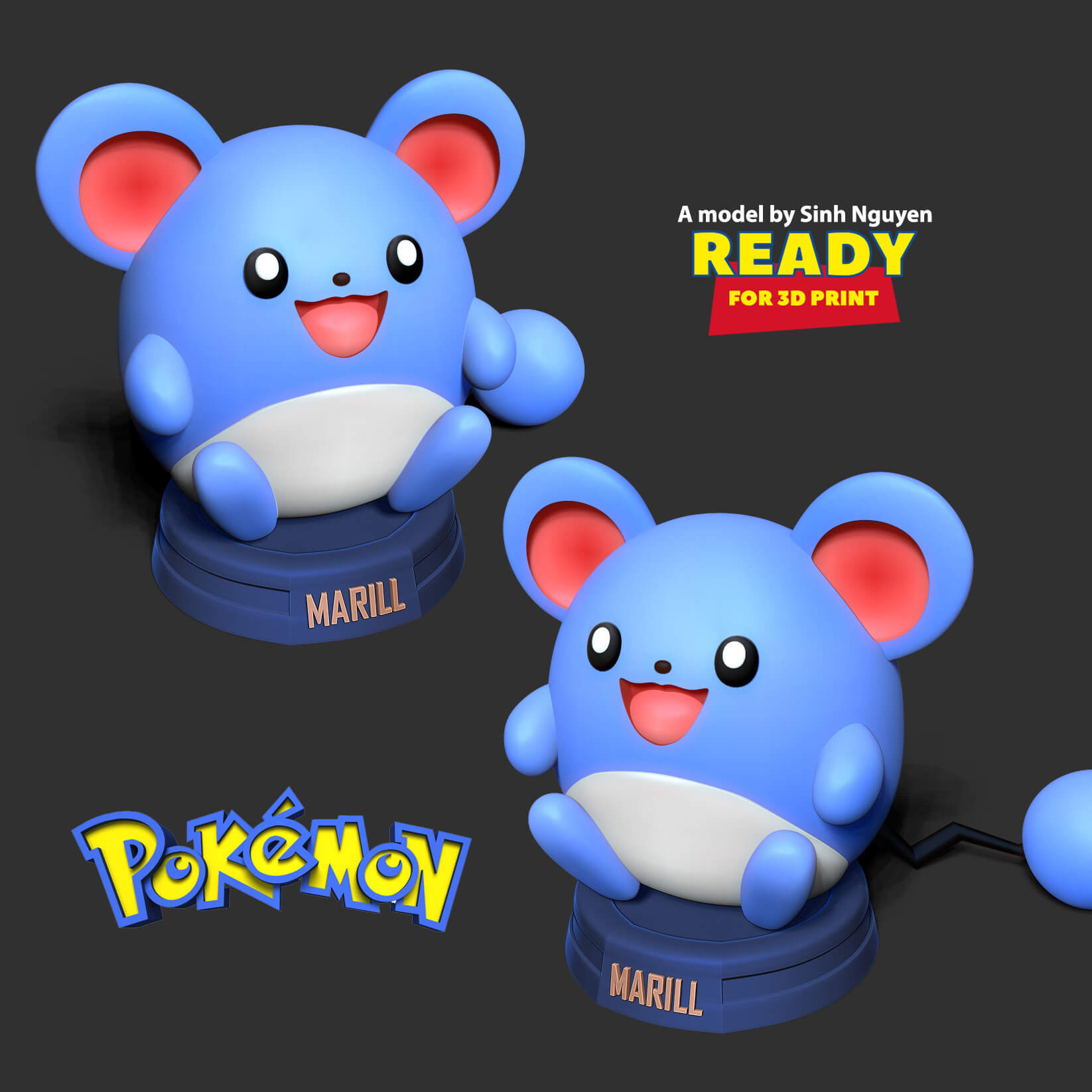 Marill - Pokemon Fanart 3D Model by Sinh Nguyen
