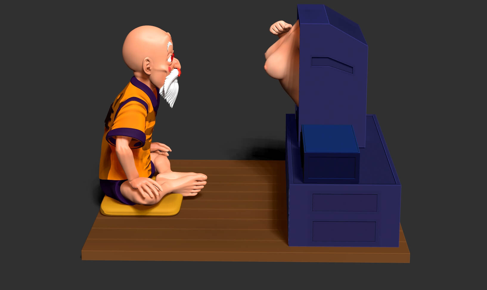Master Roshi Watches TV - 3D Model by Sinh Nguyen