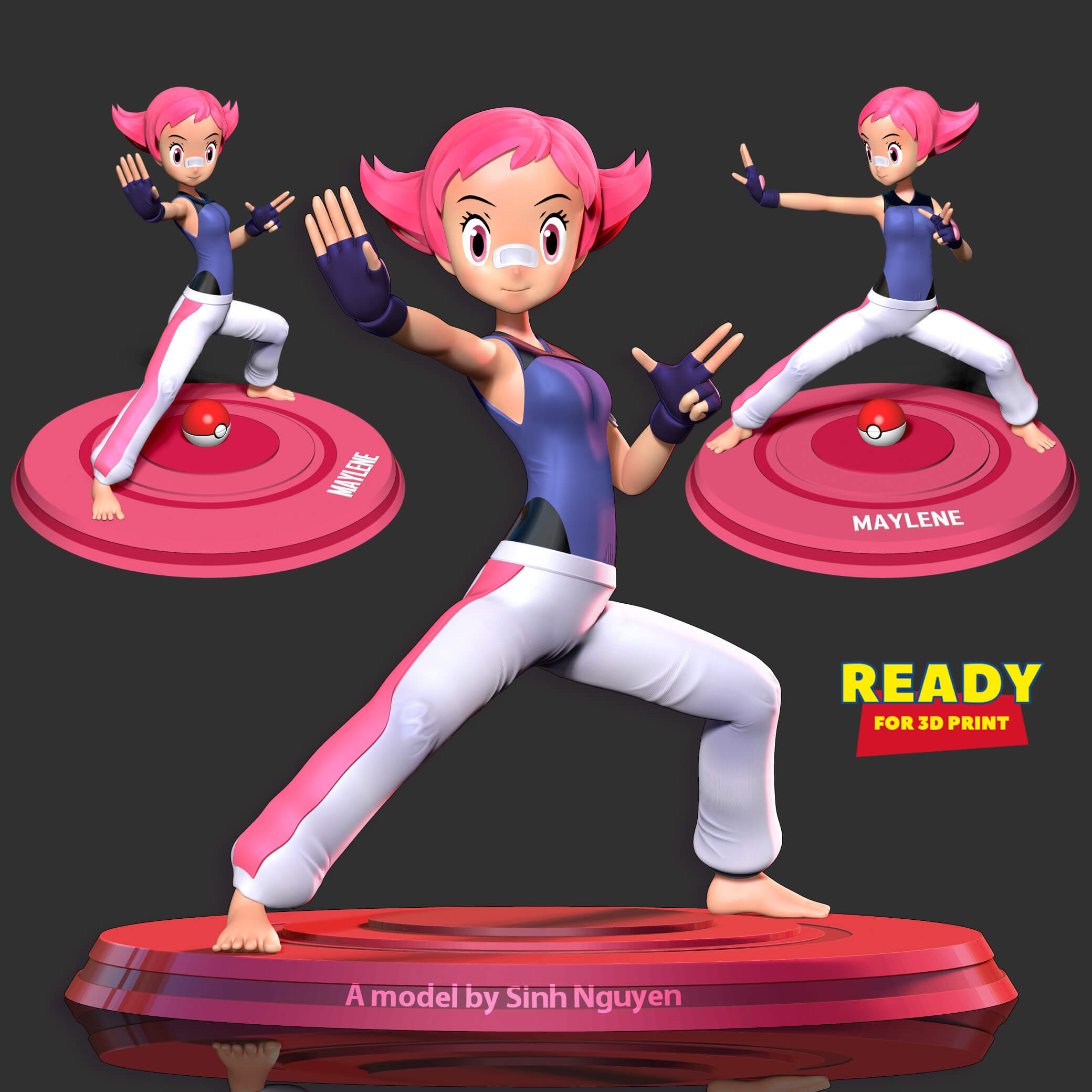 Maylene - Pokemon Fanart 3D Model by Sinh Nguyen