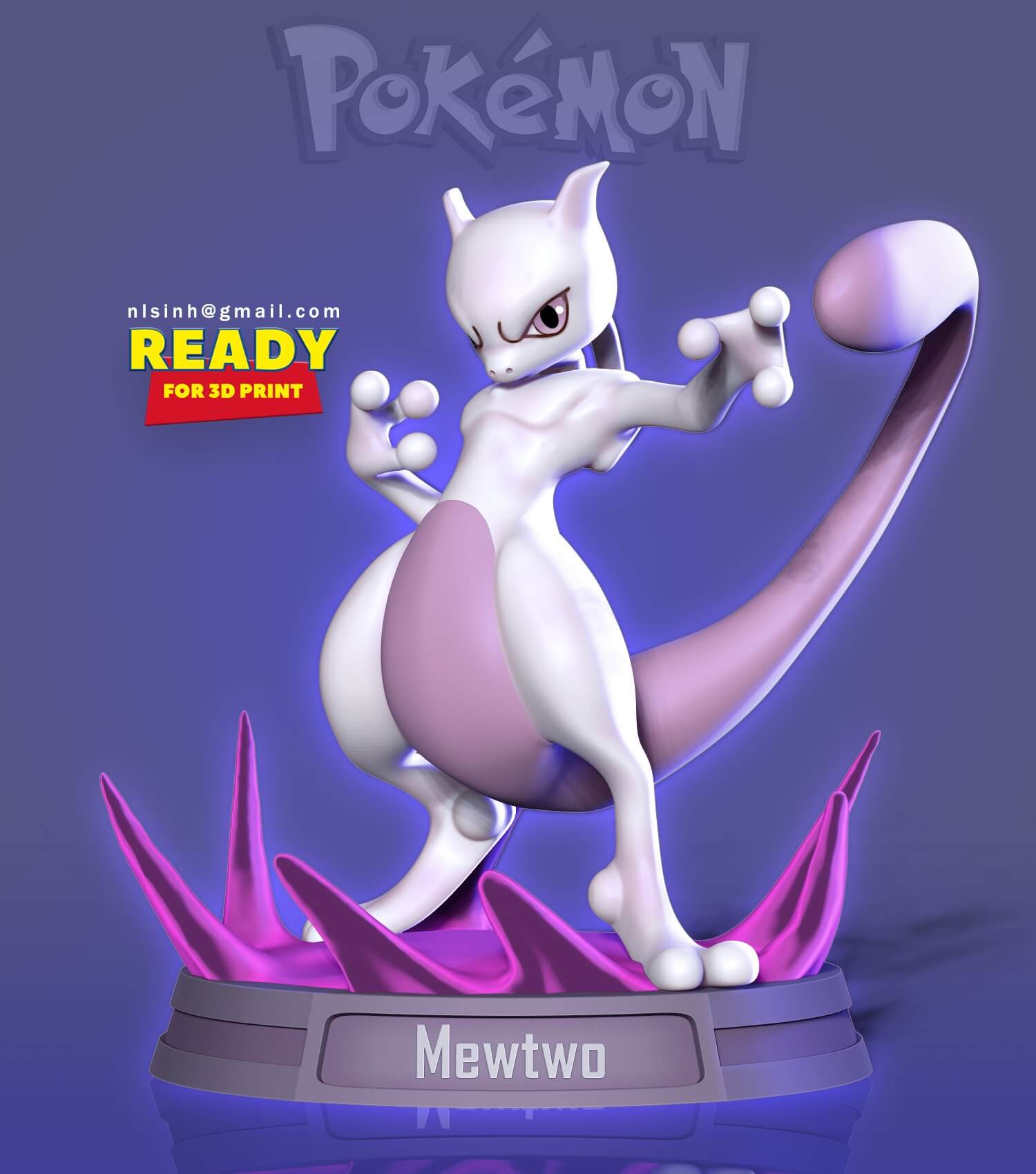 Mewtwo - Pokemon Fanart 3D Model by Sinh Nguyen