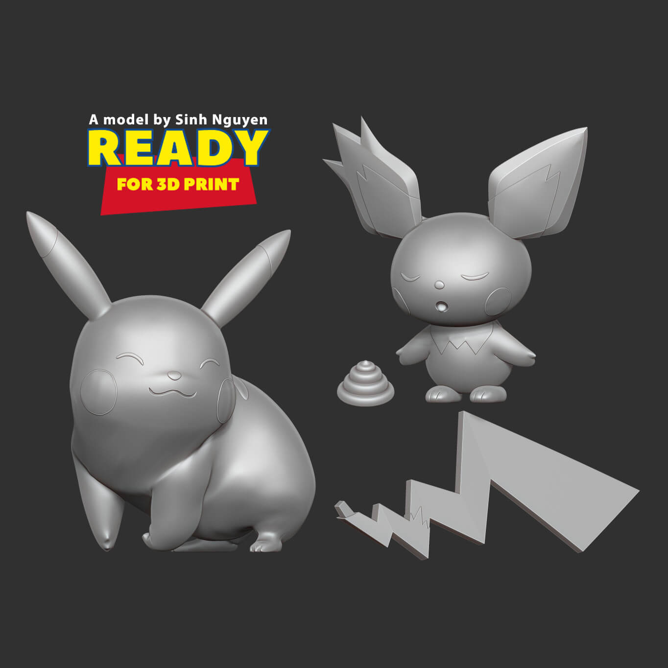Pikachu and Pichu - 3D Model by Sinh Nguyen